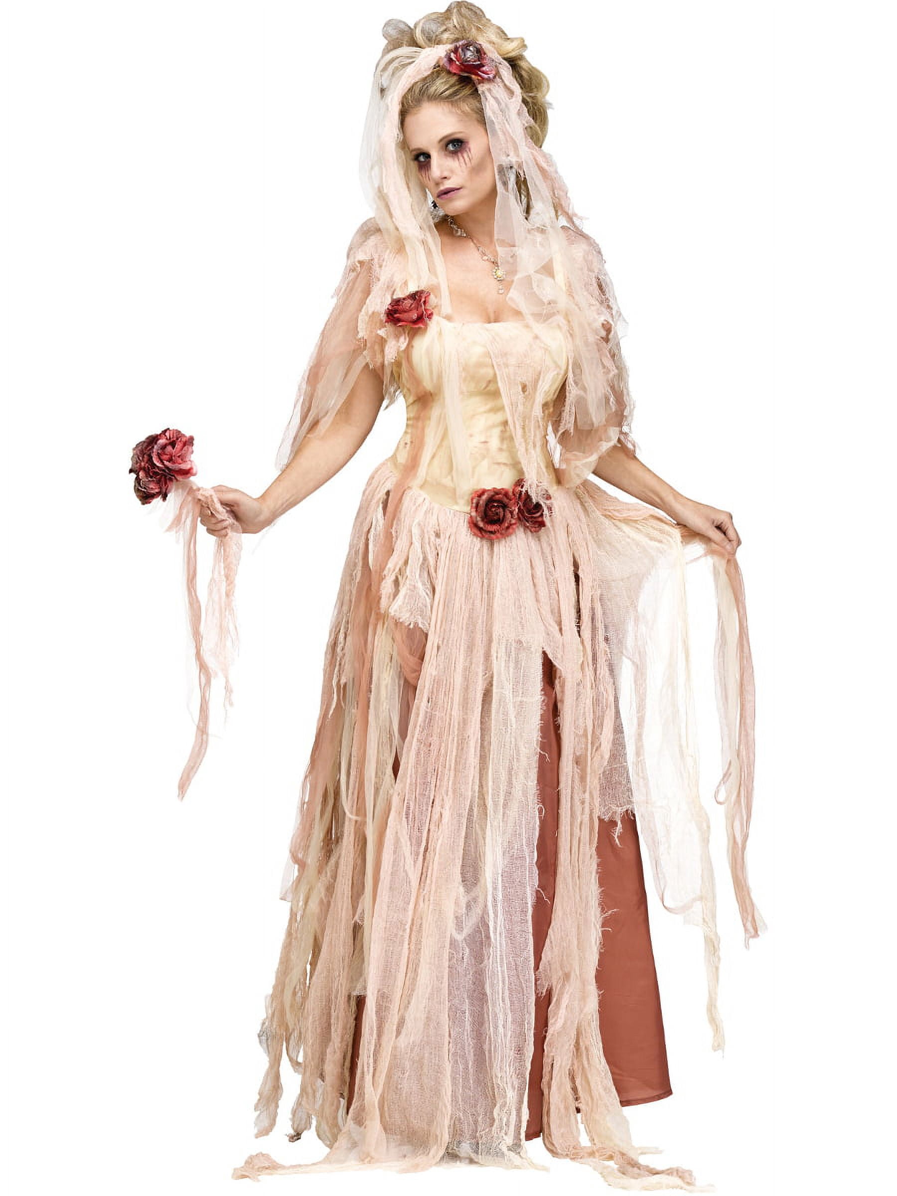 Adults Women's Undead Ghostly Zombie Bride Dress Gown Costume Medium 10 ...