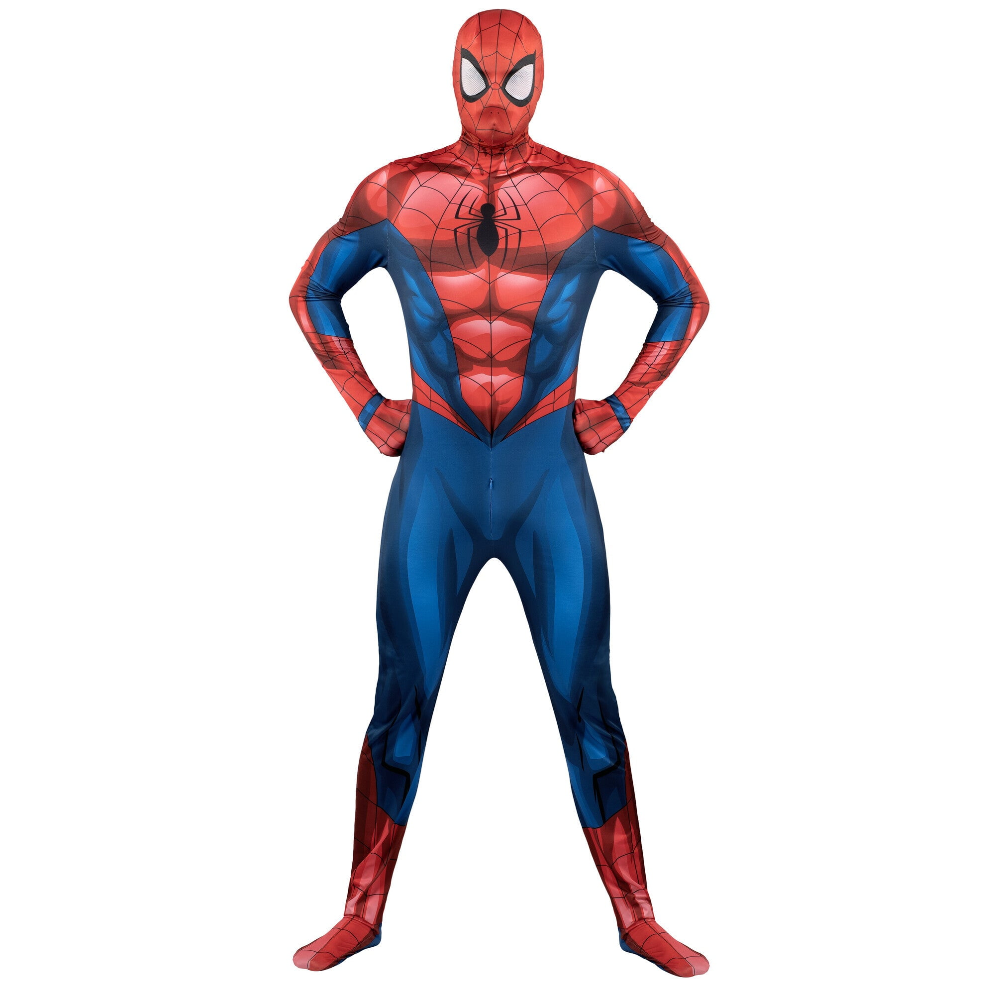 Jazwares Adults Spider-Man Costume, Zippered Spandex Jumpsuit with Mask ...