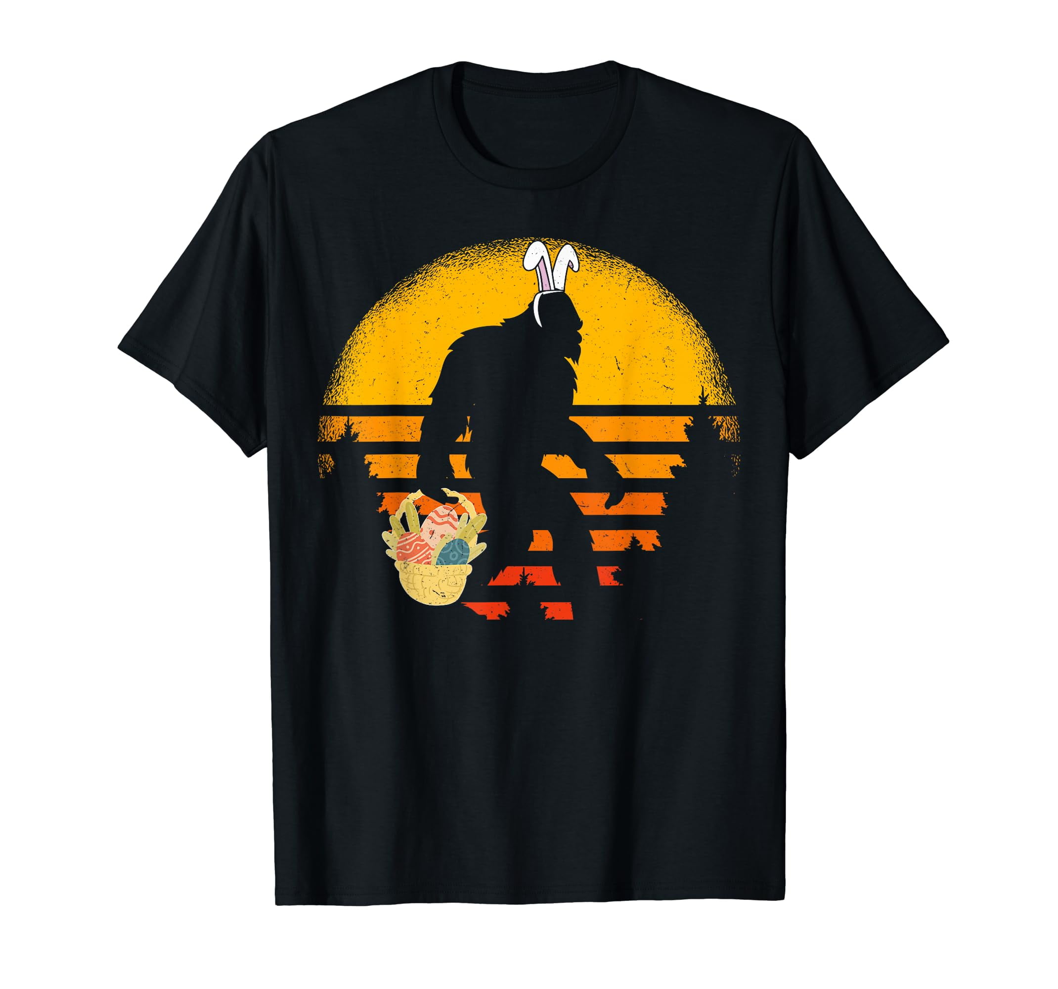 Adults and Kids Easter Basket Bigfoot Funny Bunny Ears Yeti T-Shirt ...