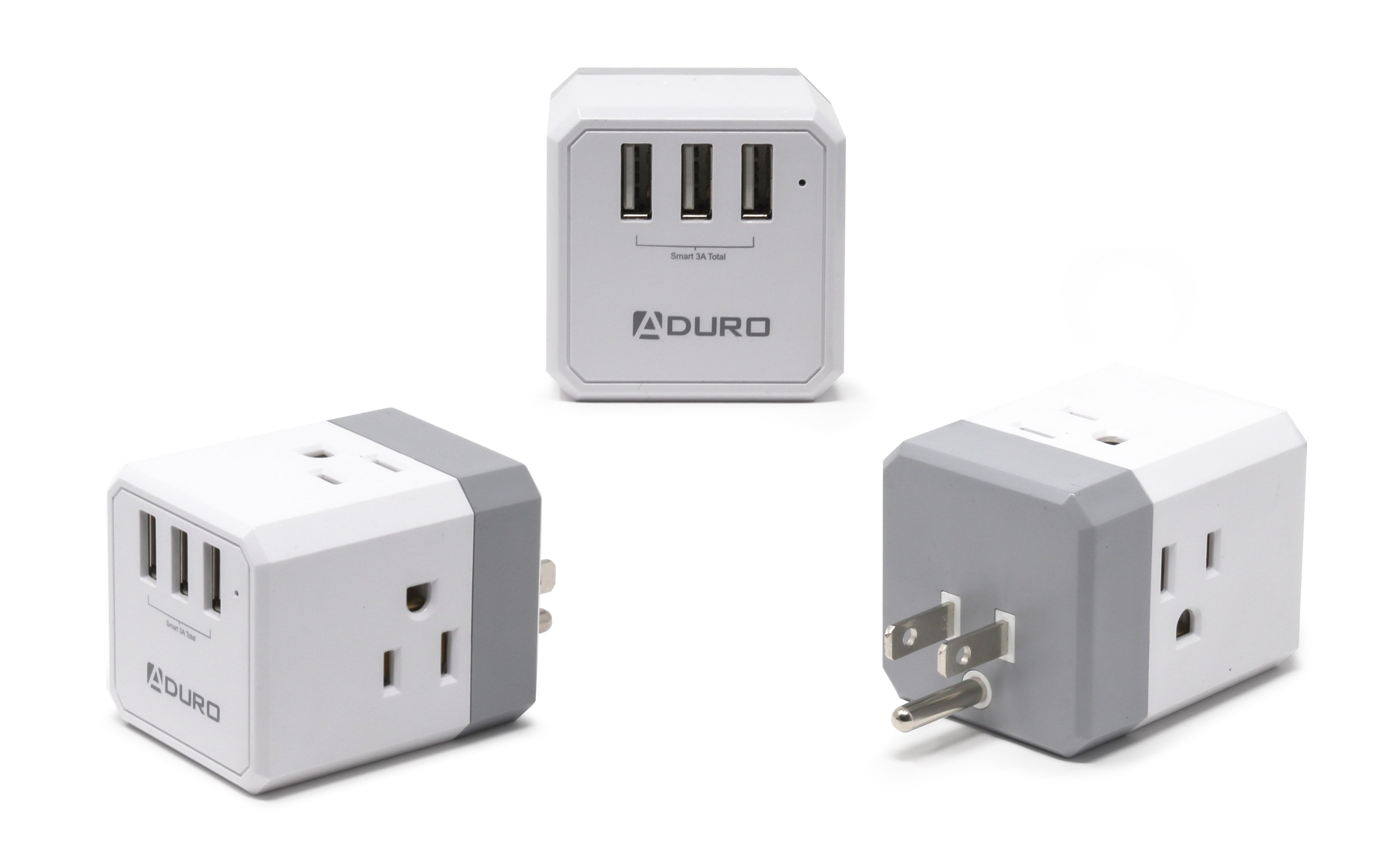 Aduro PowerUp Squared Outlet Extender with USB Charger, 6 Multiport ...