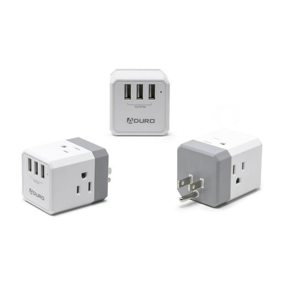 Aduro PowerUp Squared Outlet Extender with USB Charger, 6 Multiport ...
