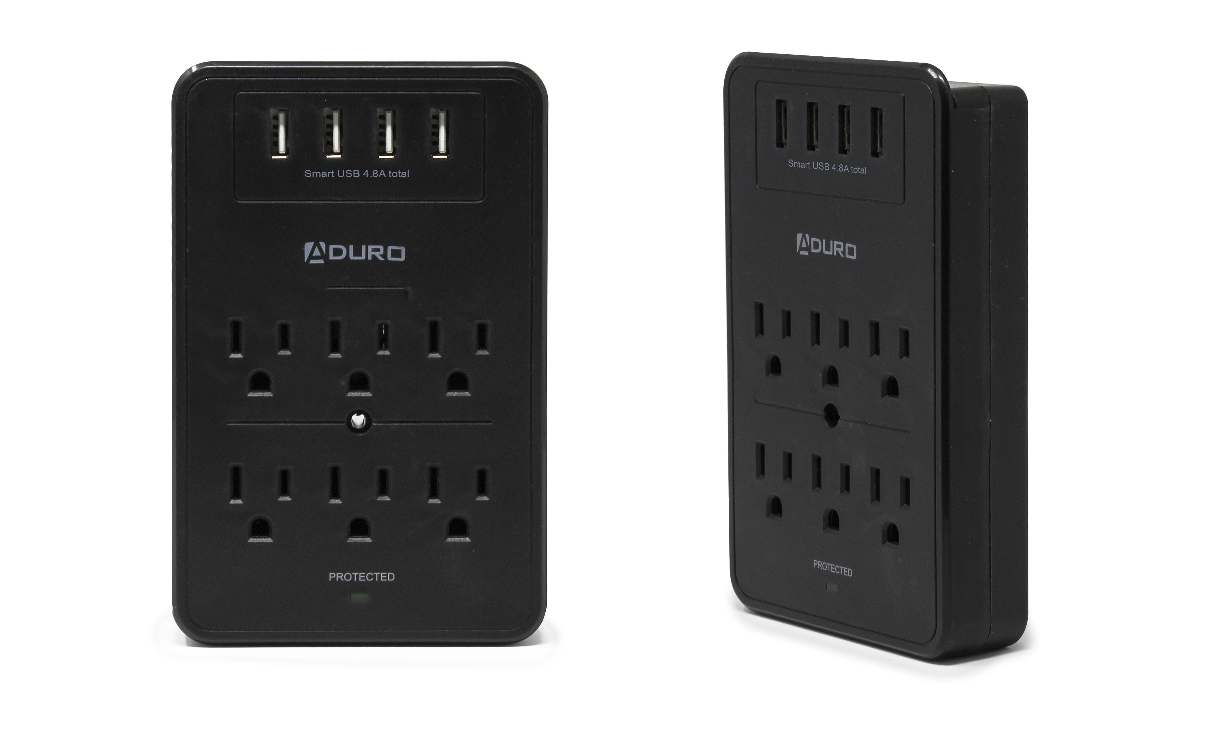 Aduro Surge Protector: 6 Outlets, 4 USB Ports, Wall Mount, ETL Listed ...