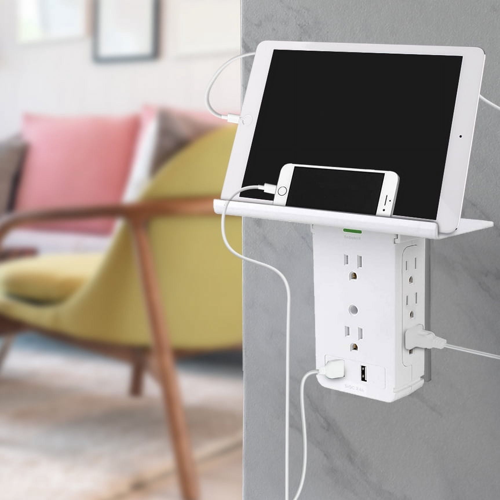 Aduro Surge Protector Shelf Series 8 Outlets Power Strip Station with 2 ...