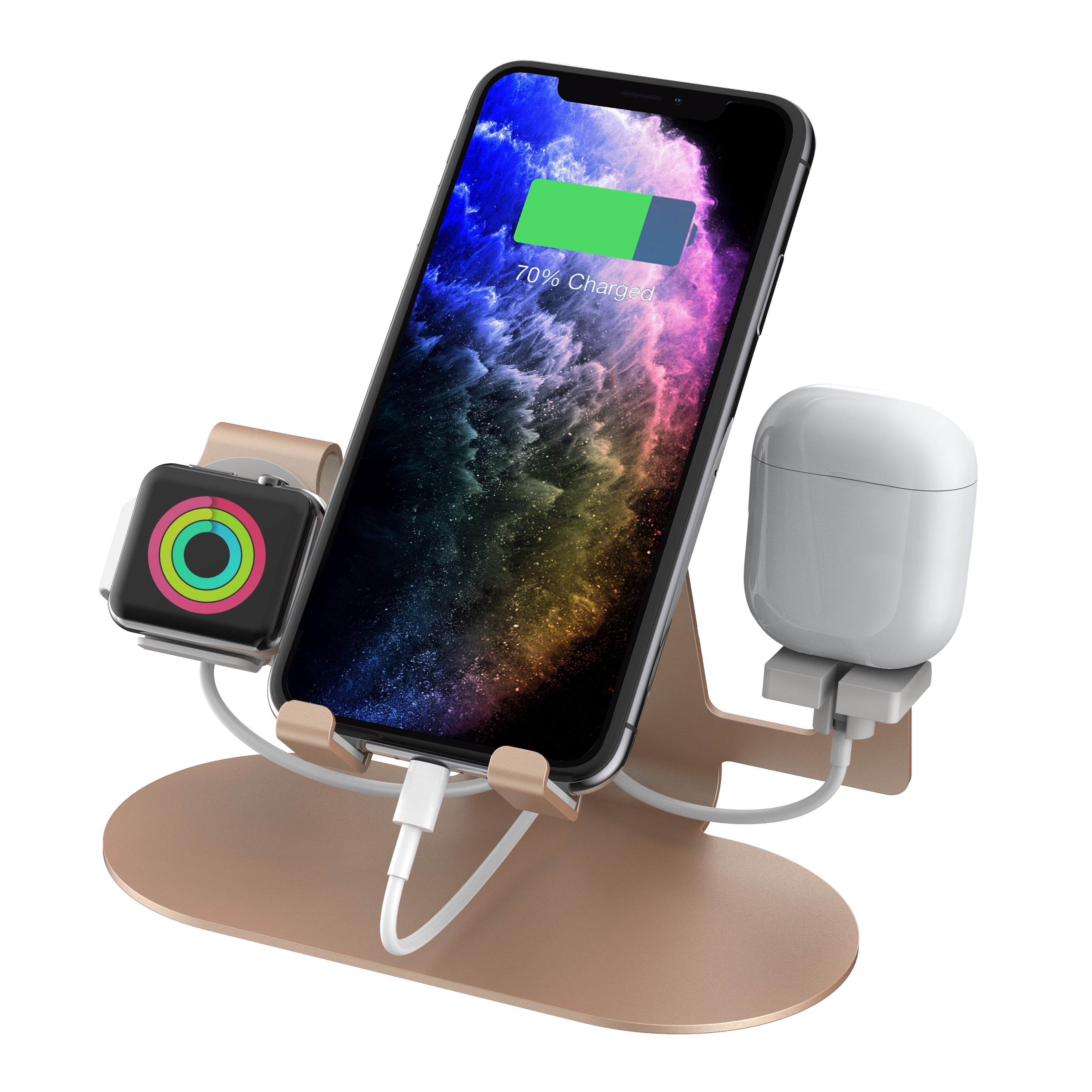 Aduro Trio Charge 3 in 1 Aluminum Charging Stand Gold - Walmart ...