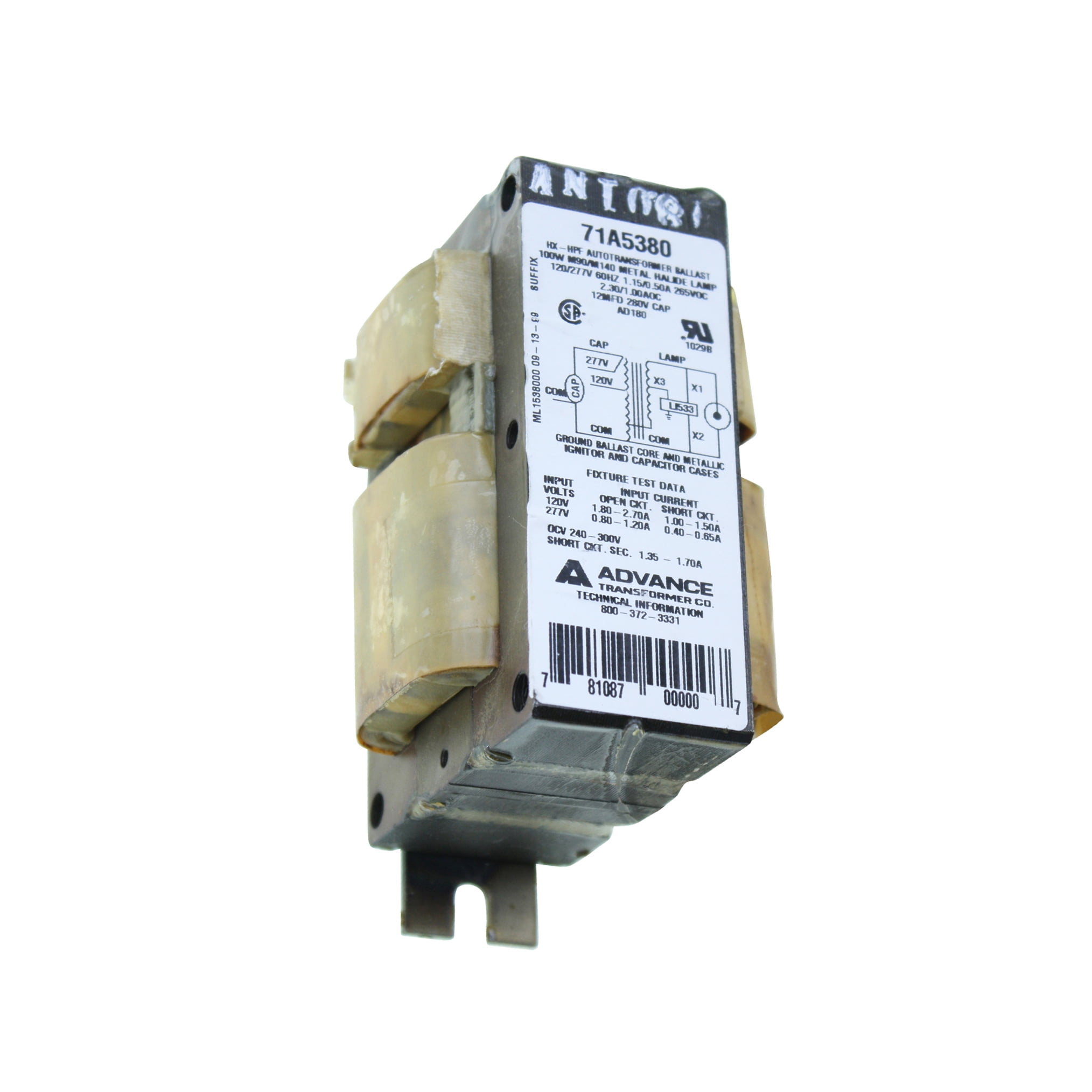 Advance 71A5380 Metal Halide Ballast, 100W M90 M140, 120/277V - Walmart.com