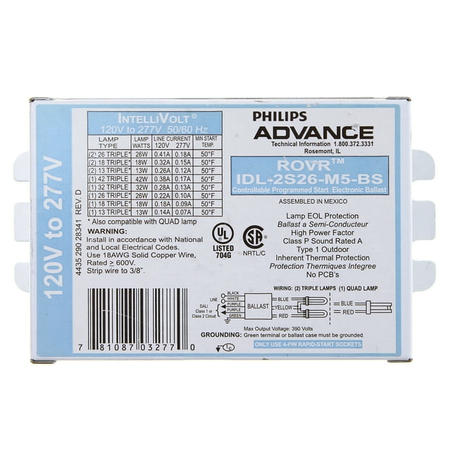 Advance Ballasts IDL-2S26-M5-BS Rovr Intellivolt Linear Tube Electronic ...
