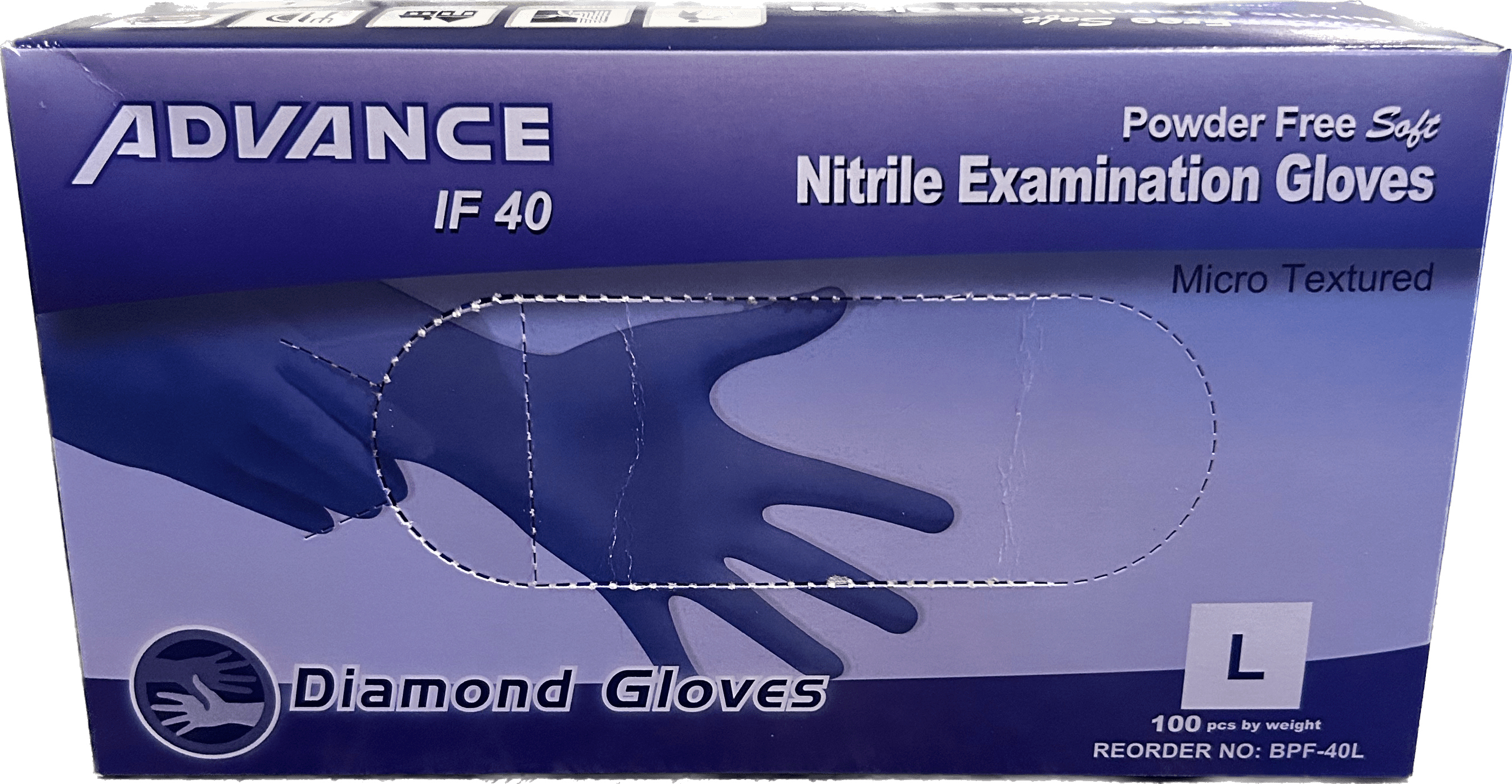 Advance IF 40 Nitrile Examination Gloves - Powder Free Soft - 100 count ...