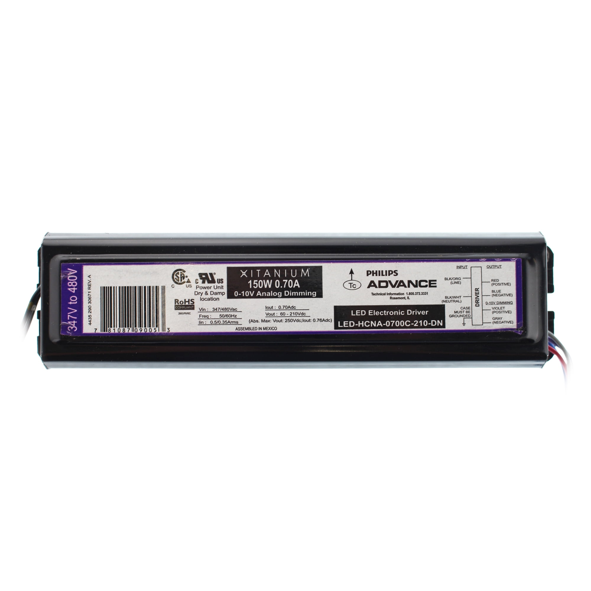 Advance Xtanium LED-HCNA-0700C-210-DN, Dimmable LED Driver, 0-10V, 347 ...