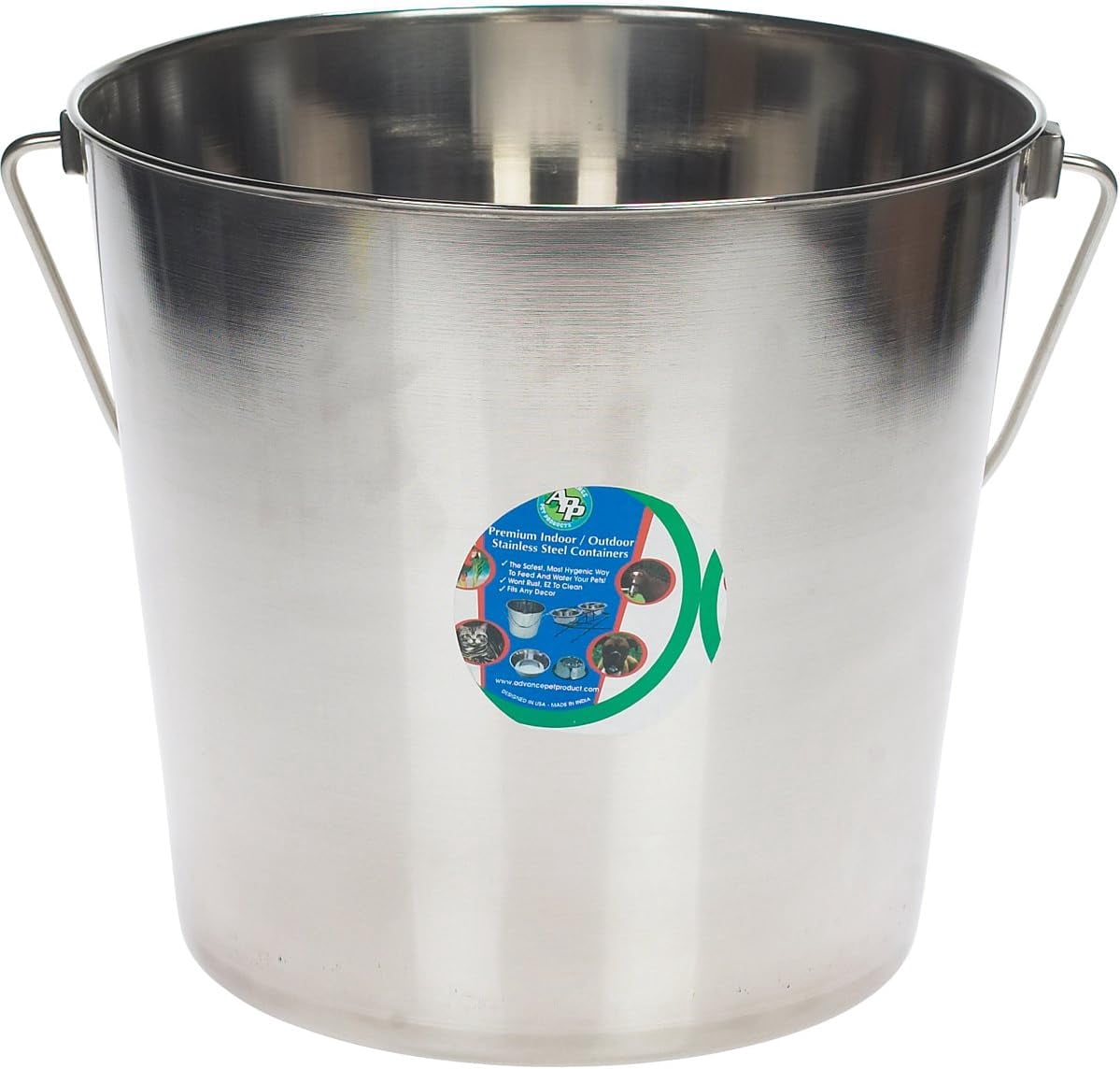 Advance Pet Products Heavy Duty Stainless Steel Pet Bucket 16 Quart (4 ...