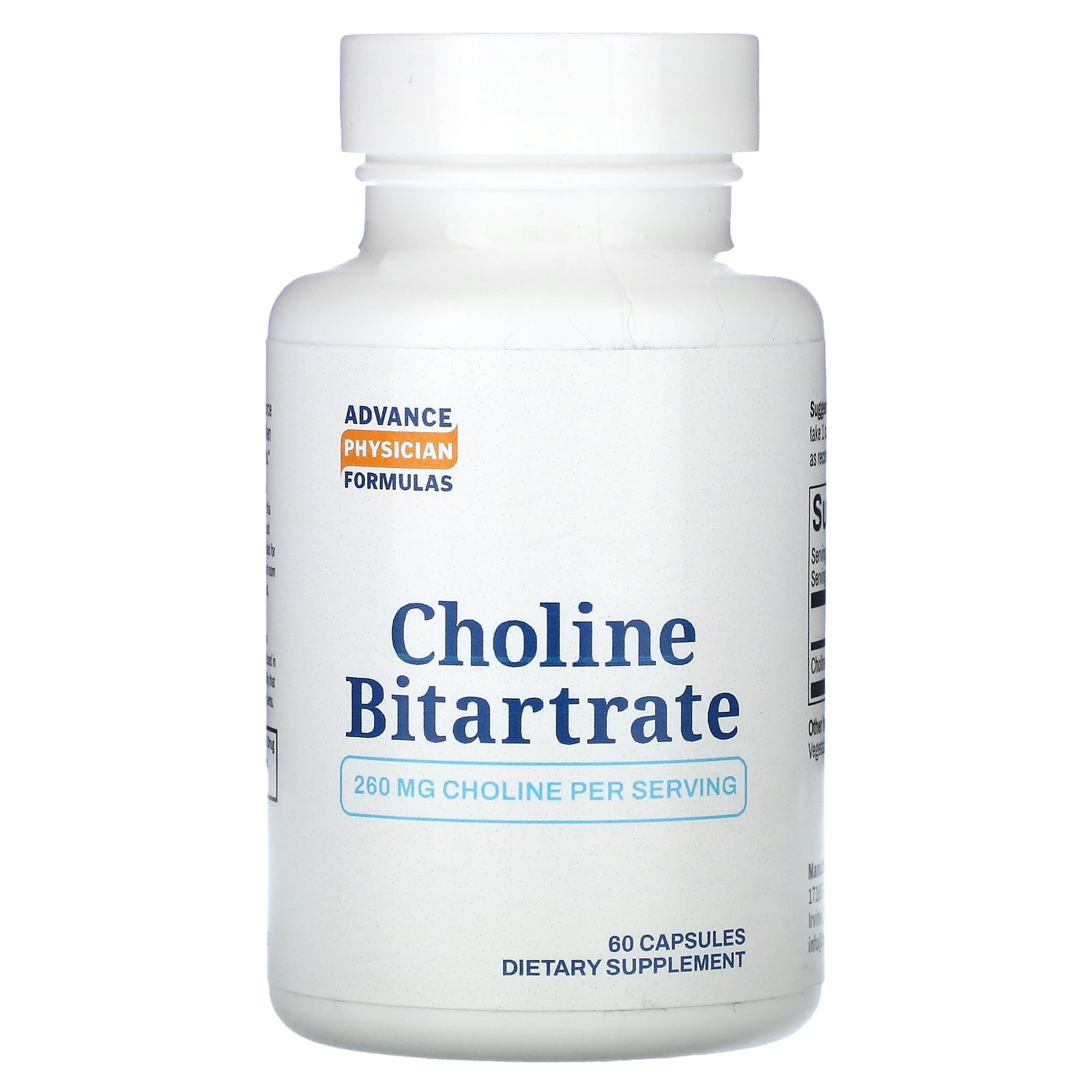Advance Physician Formulas Choline Bitartrate, 260 mg, 60 Capsules ...