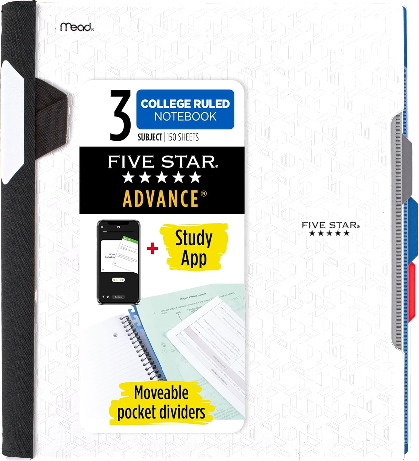 Advance Spiral Notebook + Study App, 3 Subject, College Ruled Paper, 8 ...