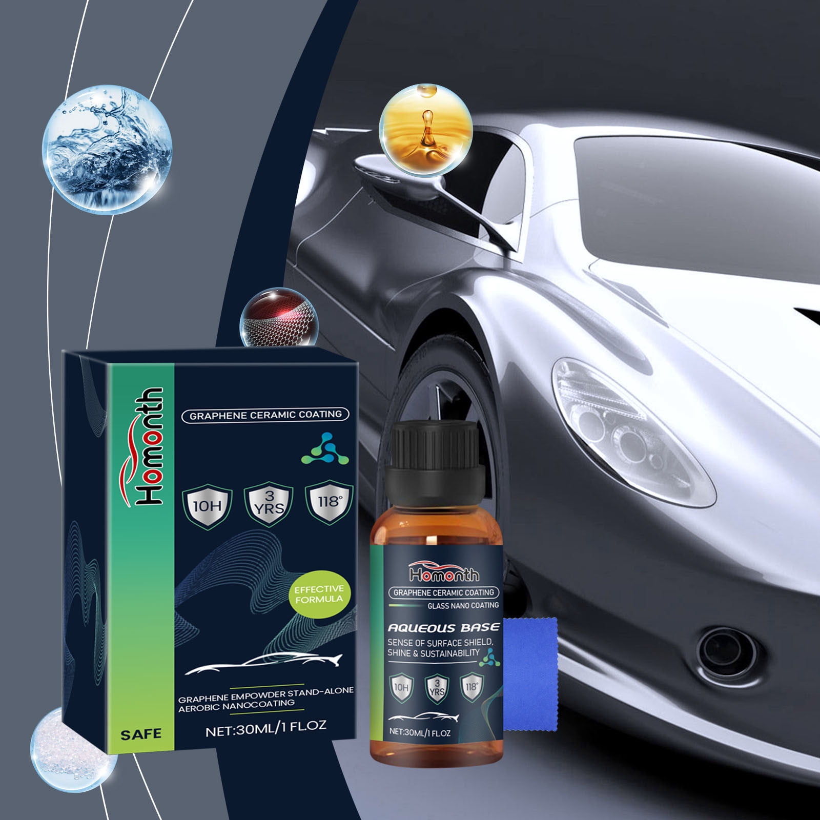 Advanced 10H Ceramic Coating for Cars, High Gloss Ceramic Coating with ...