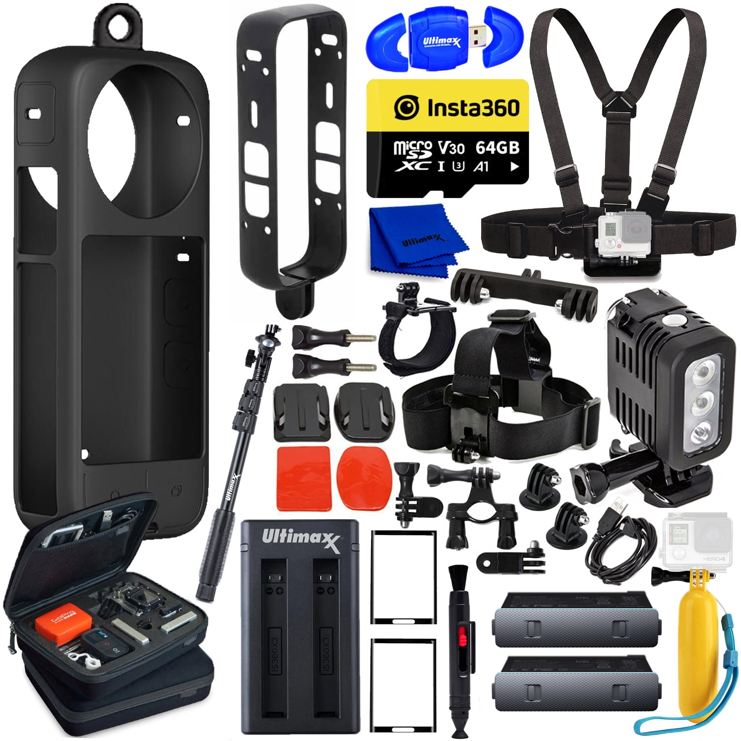 Advanced 64GB Accessory Bundle for Insta360 ONE X3 Pocket Action Camera ...
