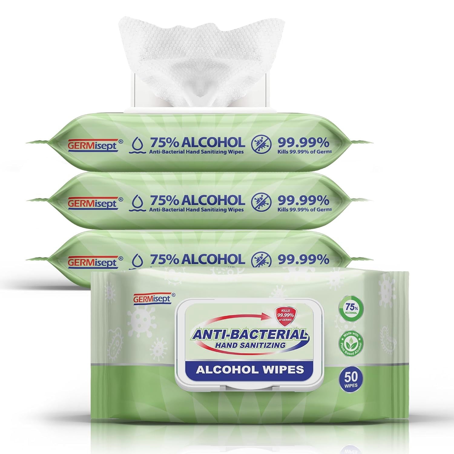 Advanced 75% Alcohol Antiseptic Hand Sanitizer Multipurpose Wipes (50 ...