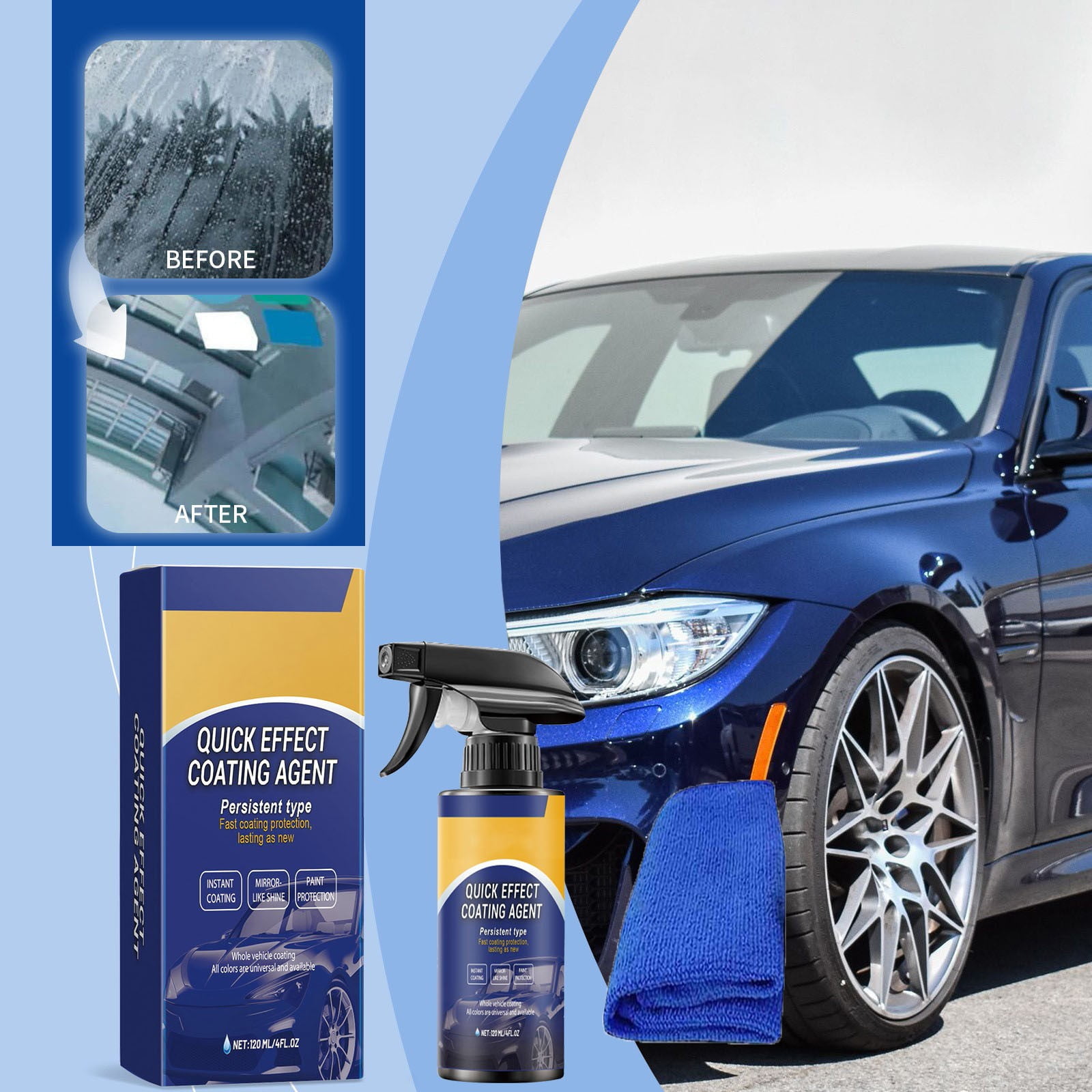 Advanced Car Quick-acting Coating Agent Spray, 3 in 1 High Protection ...