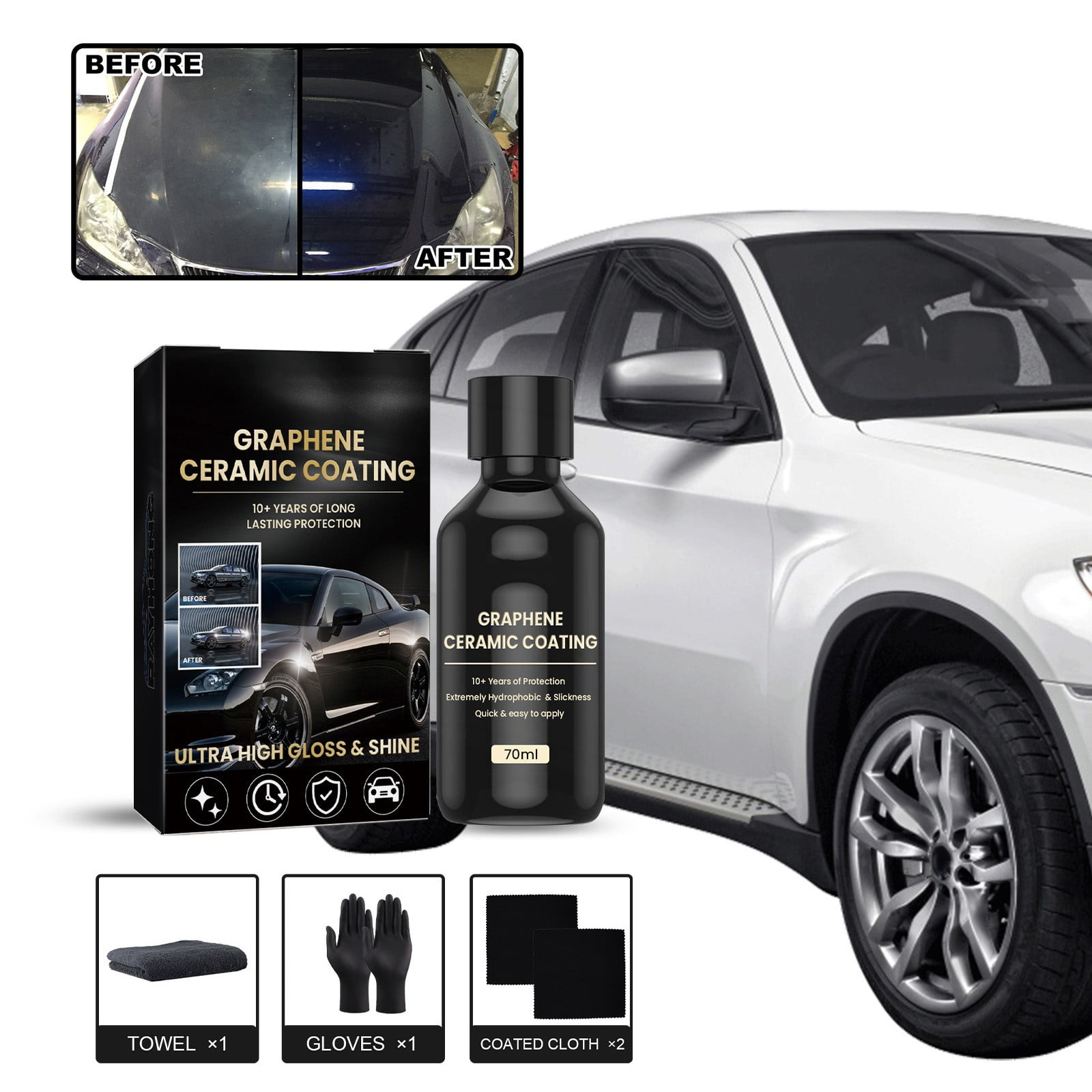 Advanced Ceramic Coating For Cars Ceramic Car Auto Detailing Kit (70ml ...