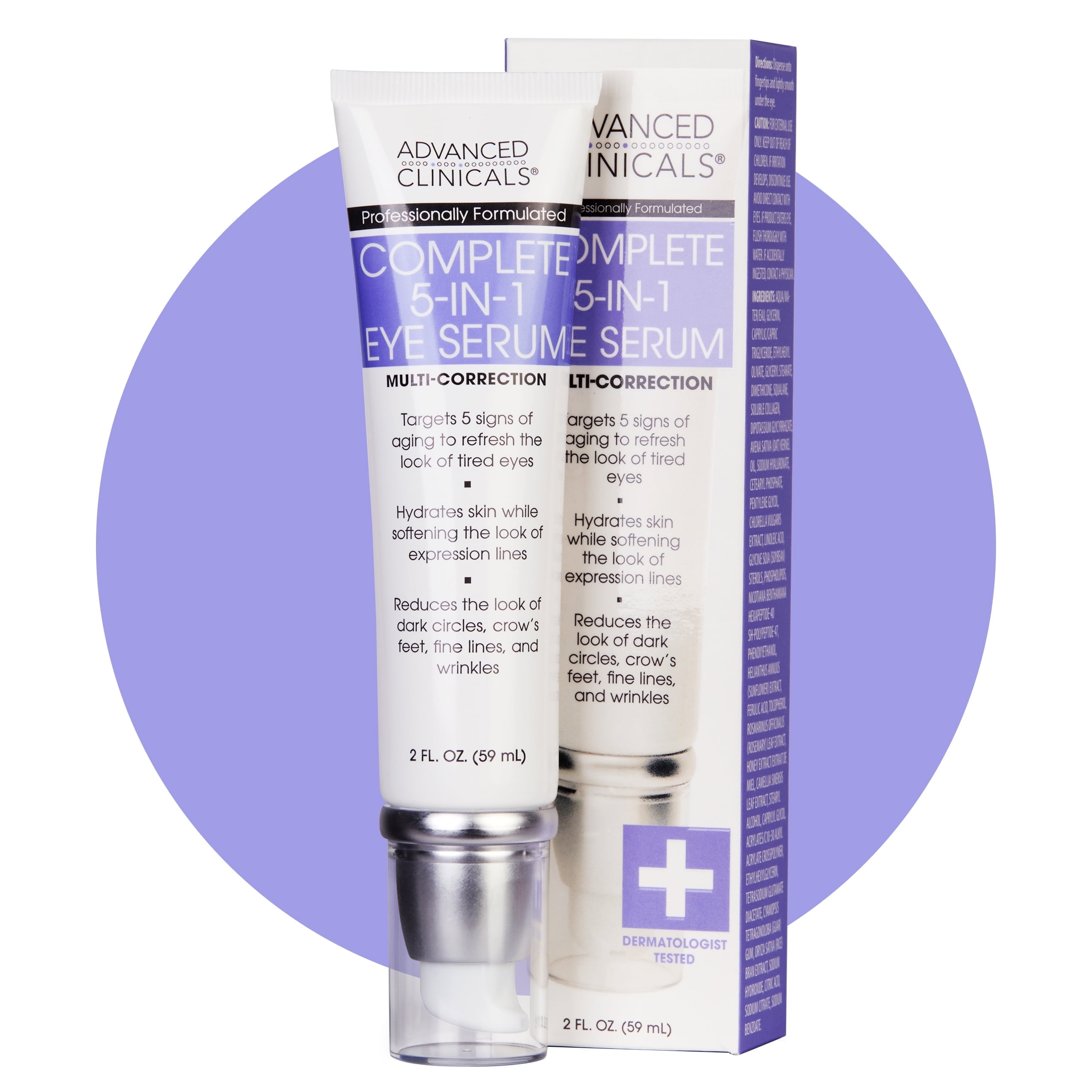 ADVANCED CLINICALS 5-in-1 Eye Serum, Retinol, Collagen, Hydrating, 2 fl ...