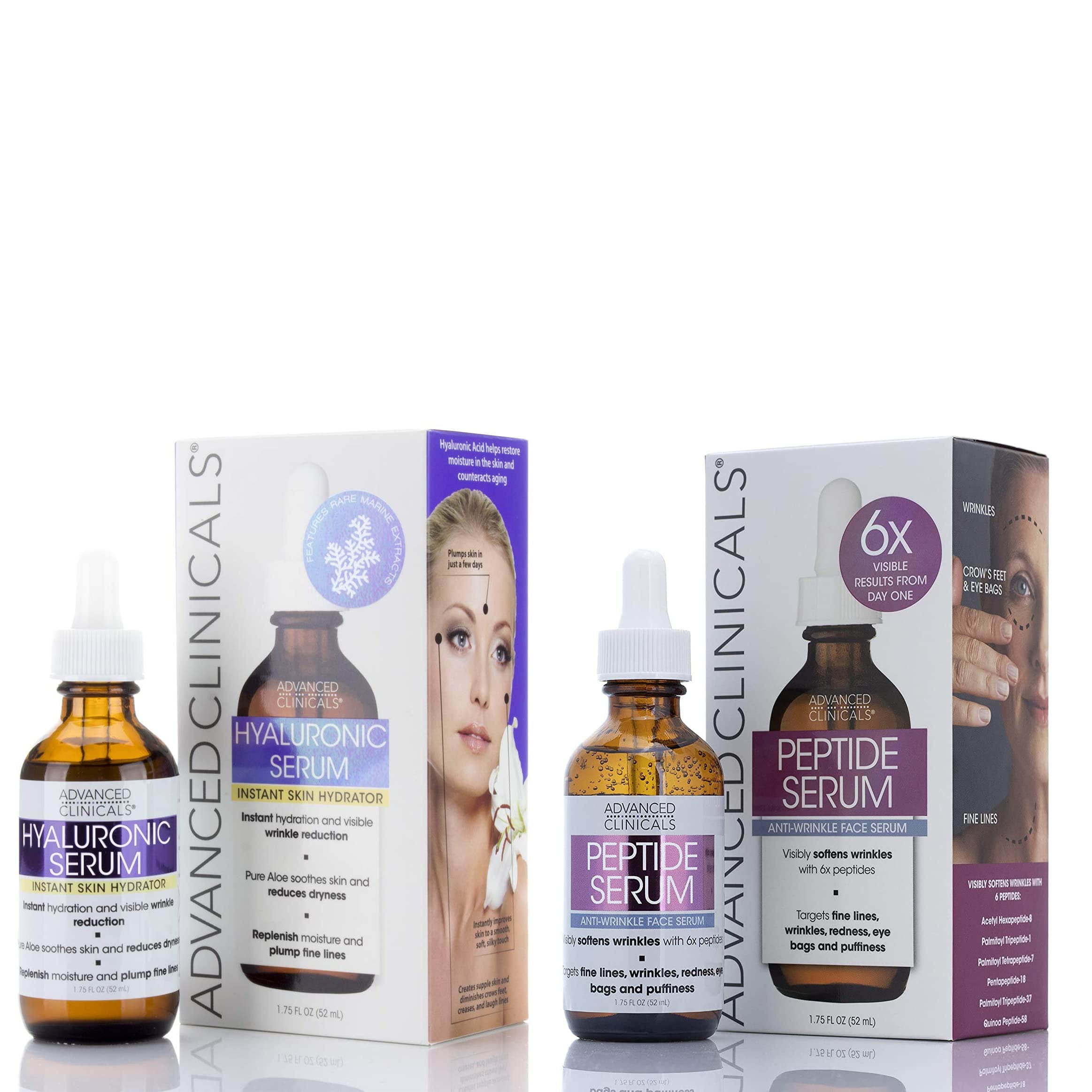 Advanced Clinicals Collagen Facial Serum Set with Hyaluronic Acid for ...