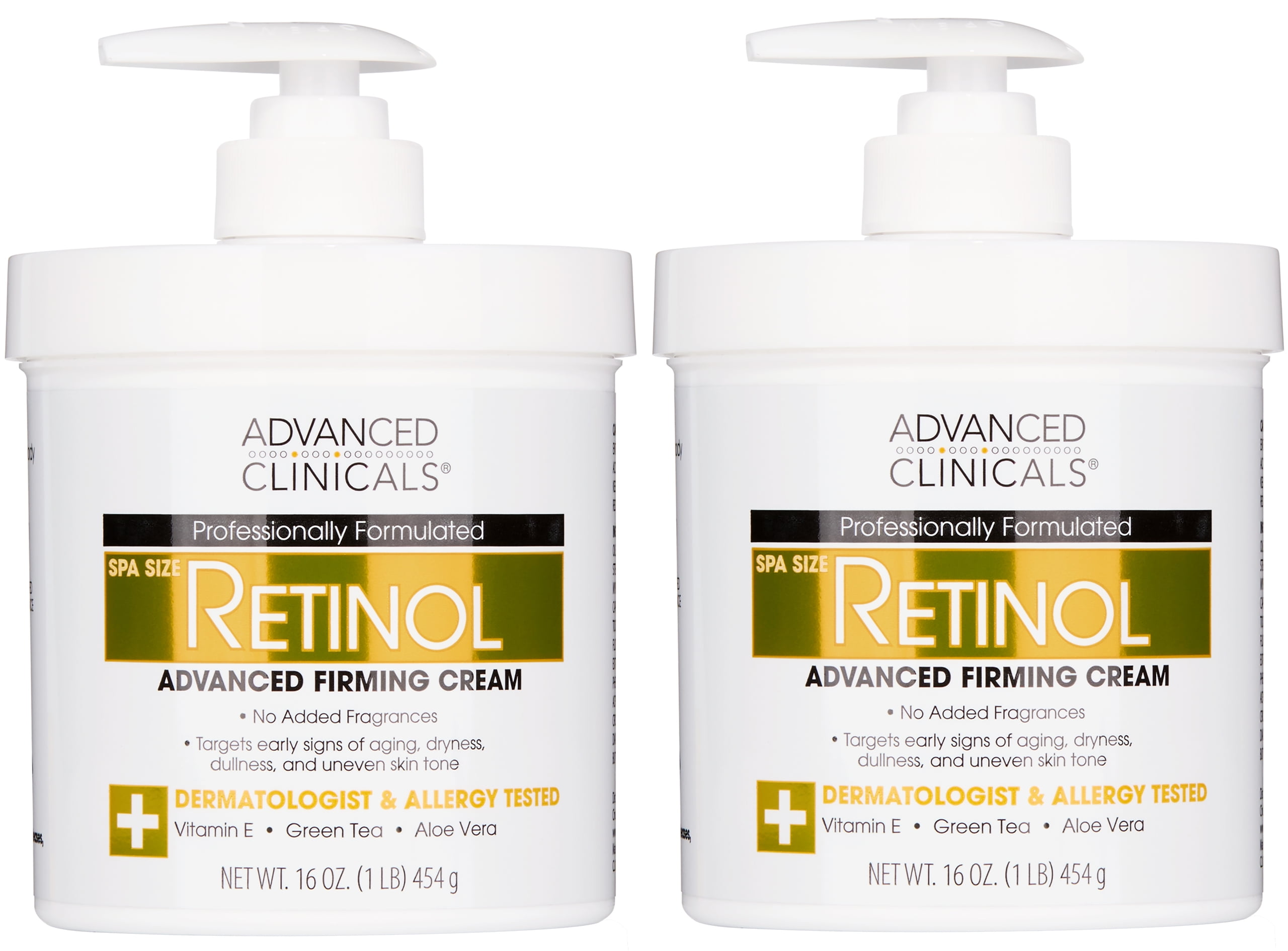 ADVANCED CLINICALS Retinol Body Cream, 16 fl oz, Two Pack, Hydrating ...