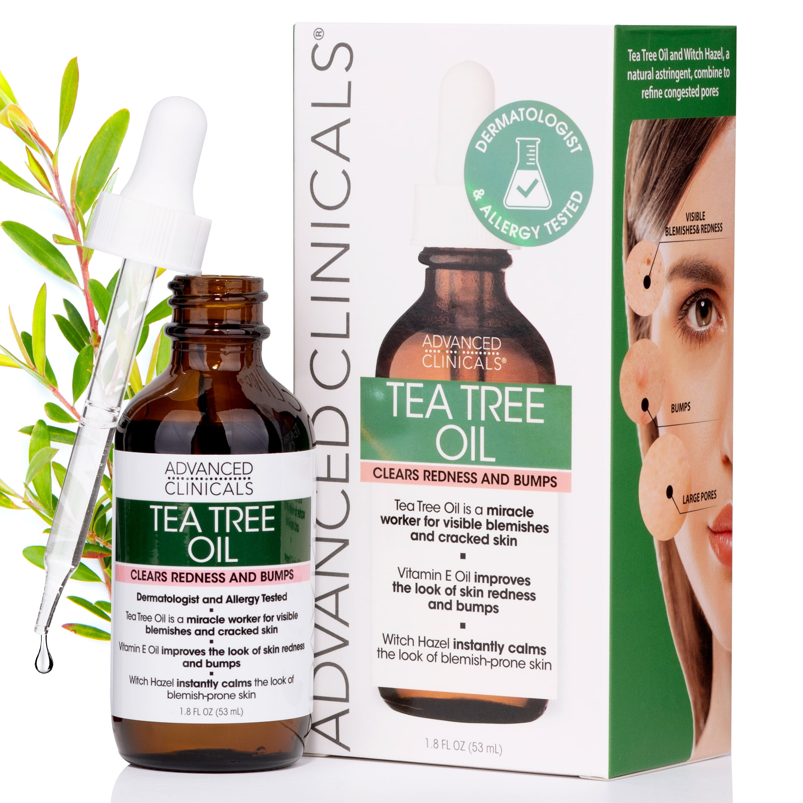 Advanced Clinicals Tea Tree Oil Serum for Acne & Redness, 1.8 fl oz ...