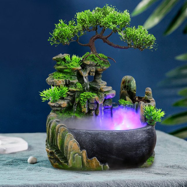 Advanced Desktop Atomizing Rockery Fountain Waterfall+LED Lamp for ...