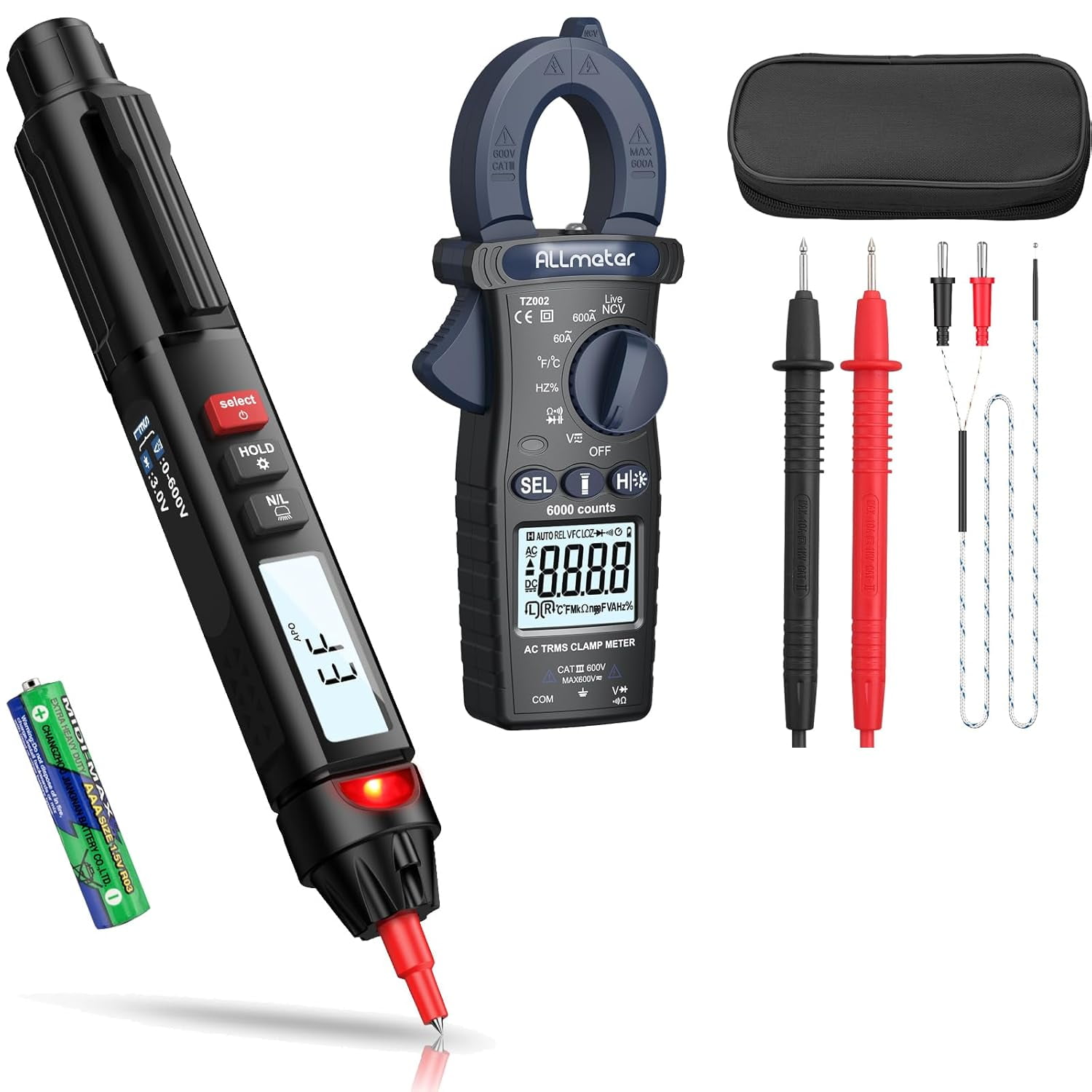Advanced Electrical Testing Kit - Clamp Meter + Digital Multimeter ...
