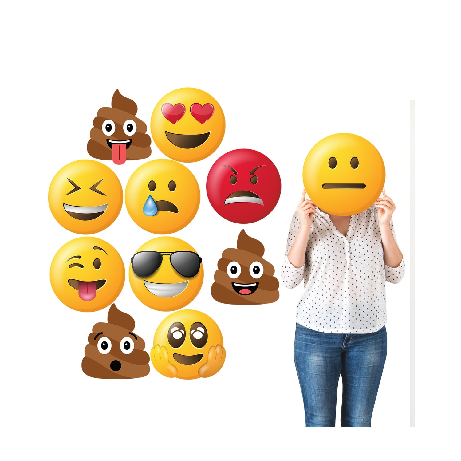 Advanced Graphics 2812 14 x 14 in. Emoji Heads Cardboard Cutout, Set of ...