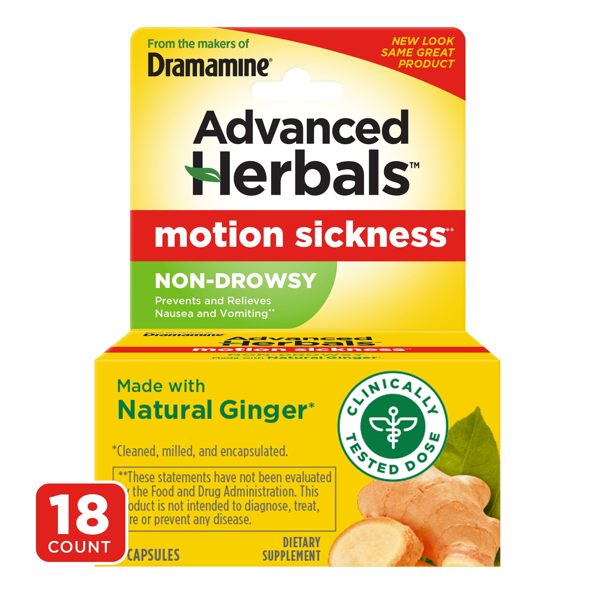 Dramamine Advanced Herbals, Non-Drowsy Motion Sickness Relief for ...