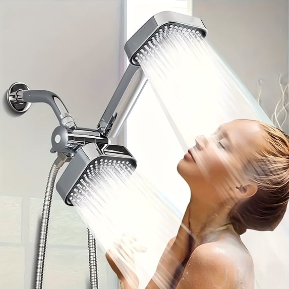 Advanced High-Pressure Rainfall Shower Combo, 2‑in‑1 Handheld Overhead ...