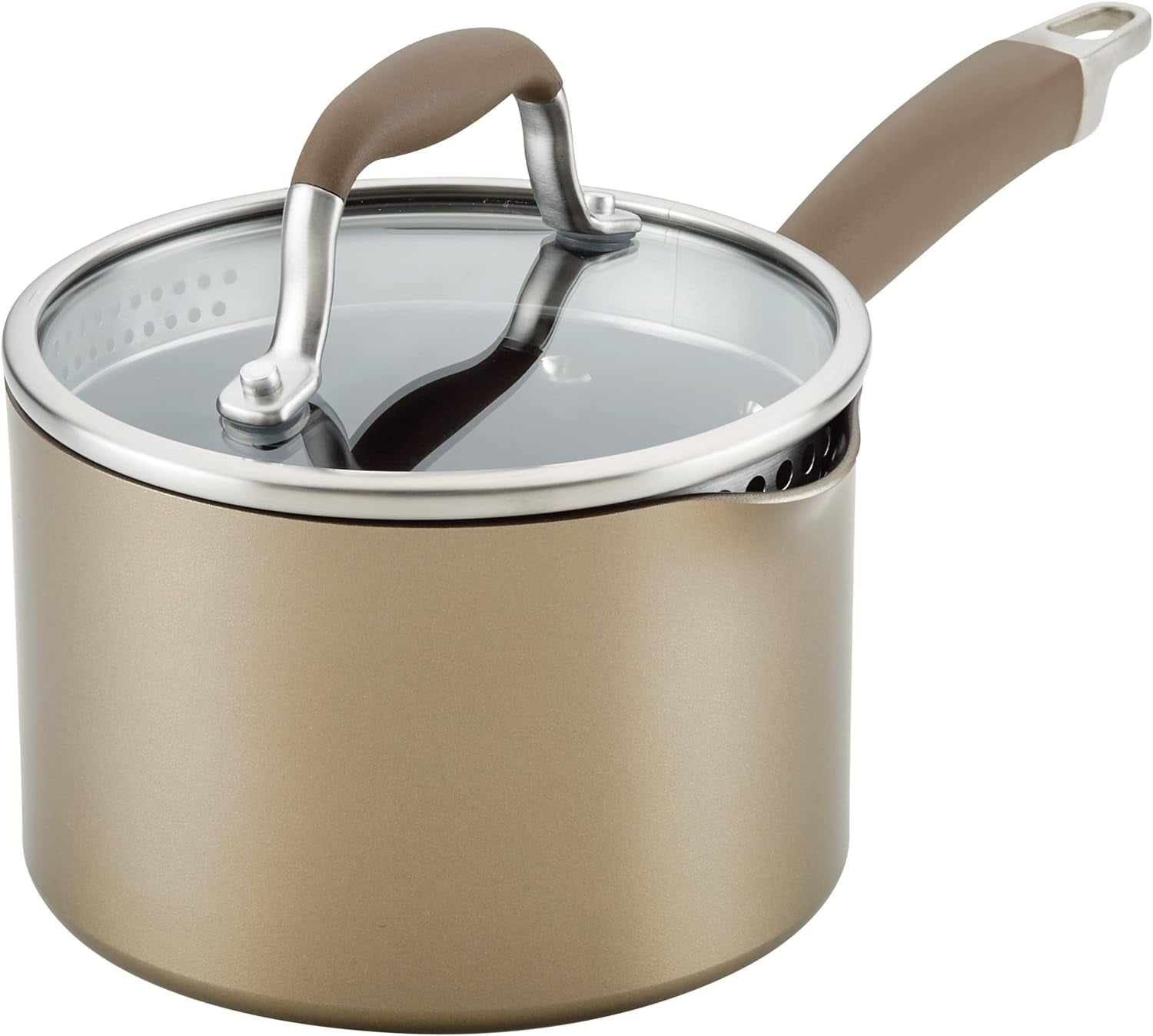 Advanced Home Hard Anodized Nonstick Sauce Pan/Saucepan with Straining ...