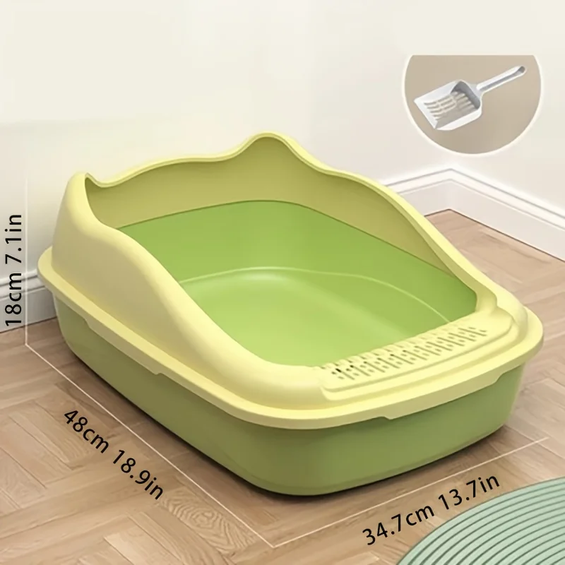 Advanced Large Semi-Enclosed Litter Box, Splash-Proof Design-Suitable ...