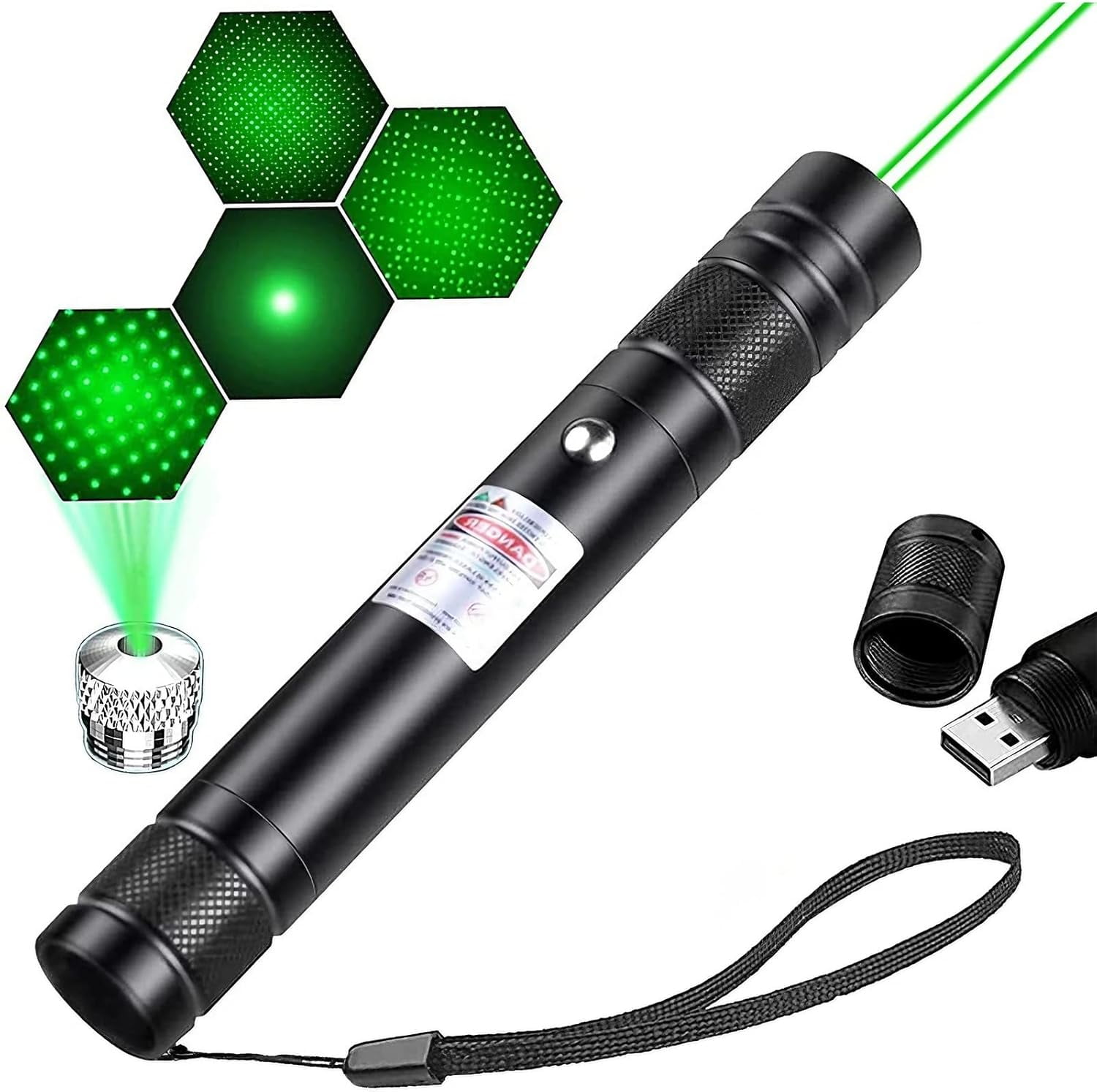 Advanced Long-Range Laser Pointer High Power - Rechargeable Green Laser Pointer with Removable ...