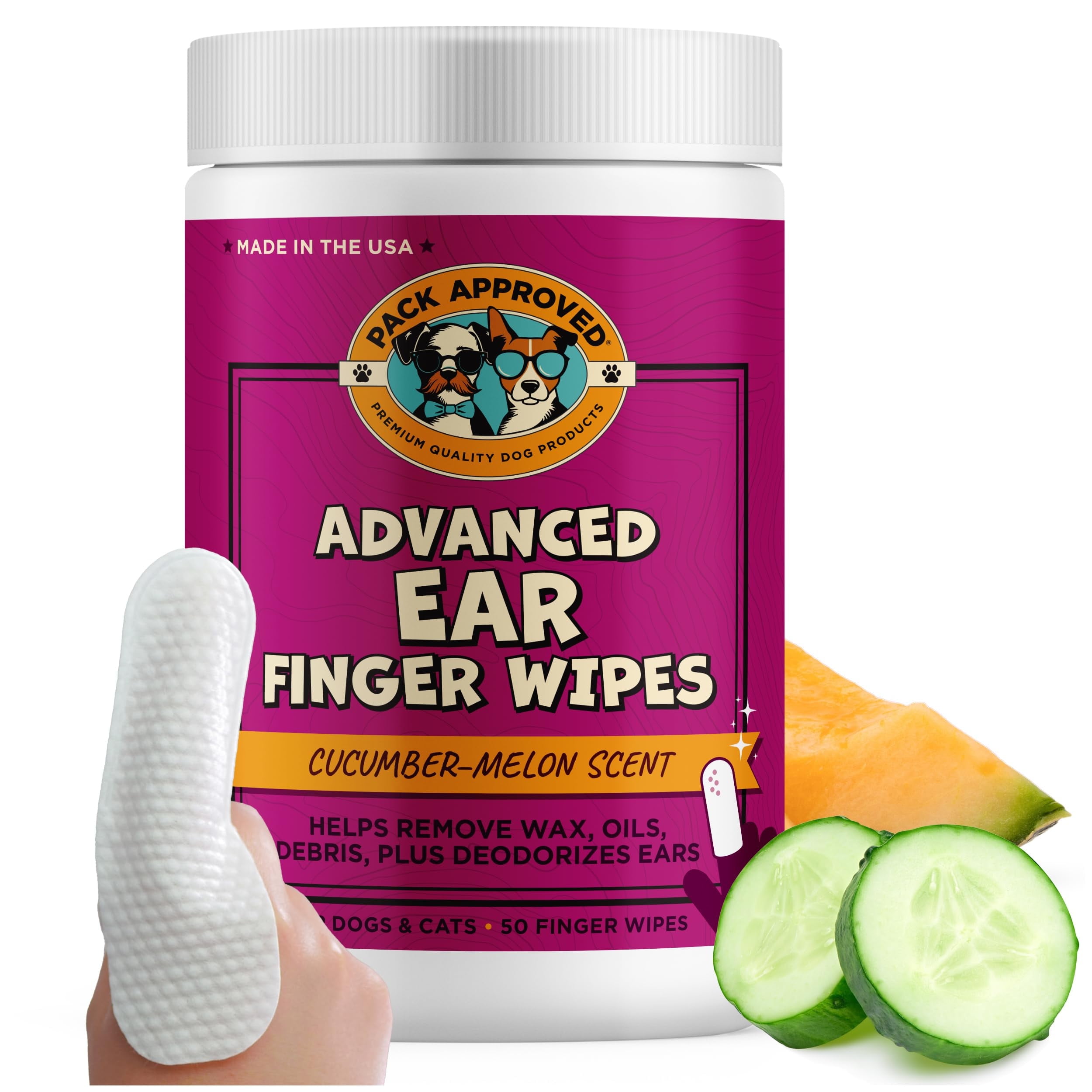 Advanced Pet Ear Finger Wipes for Dogs & Cats, Non-Irritating Ear ...