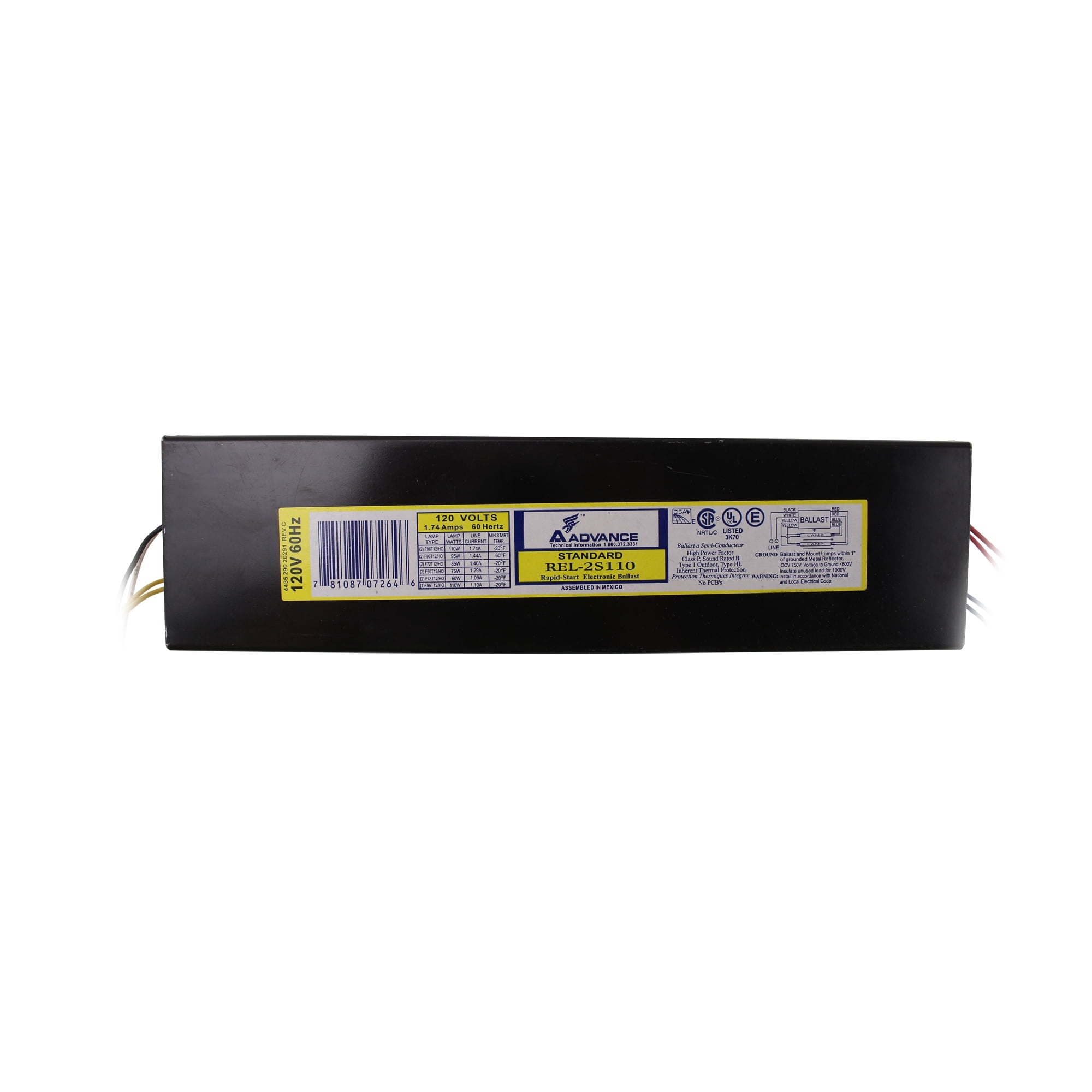 Advanced REL-2S110 Electronic Fluorescent Ballast, 2 Lamp, F96 T12/HO ...