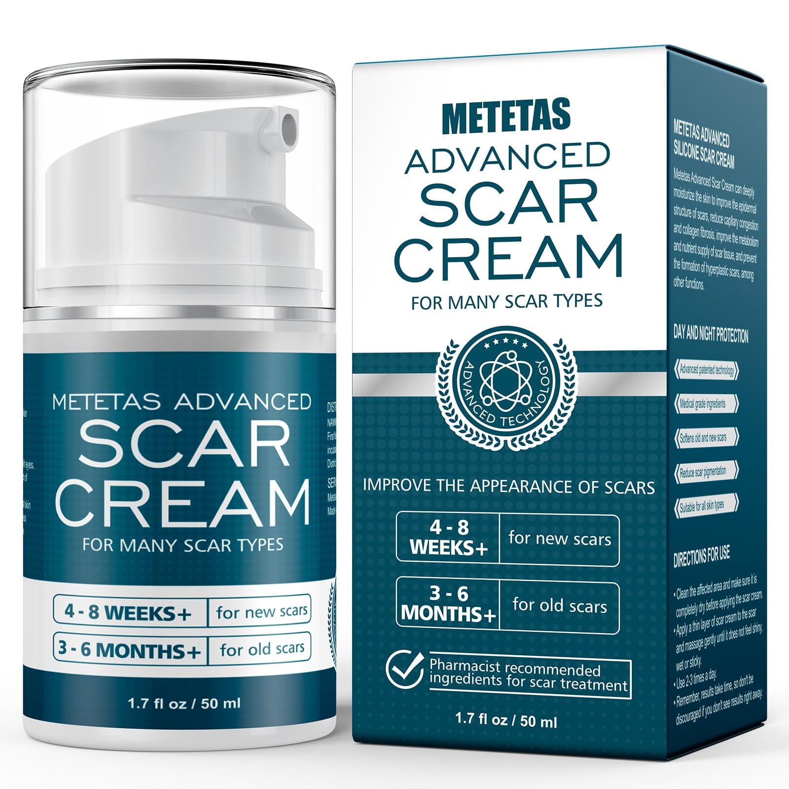 Advanced Scar Cream 1.7 Oz - Reduce Surgical, C-Section, Stretch Marks ...