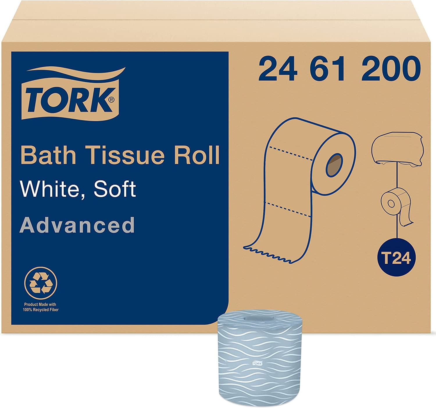Advanced Toilet Paper Roll, White, Compatible with T24 Dispensers, 2 ...