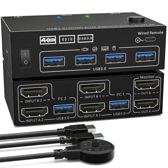 Advanced USB3.0 High Definition Port KVM Switcher Multiple Input, One Output for Convenience ...