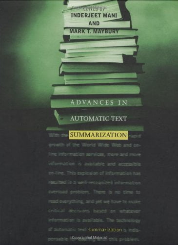 Pre-Owned Advances in Automatic Text Summarization (The MIT Press ...