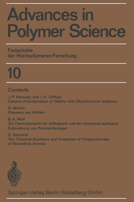 Advances in Polymer Science Fortschritte Der Hochpolymeren-Forschung ...