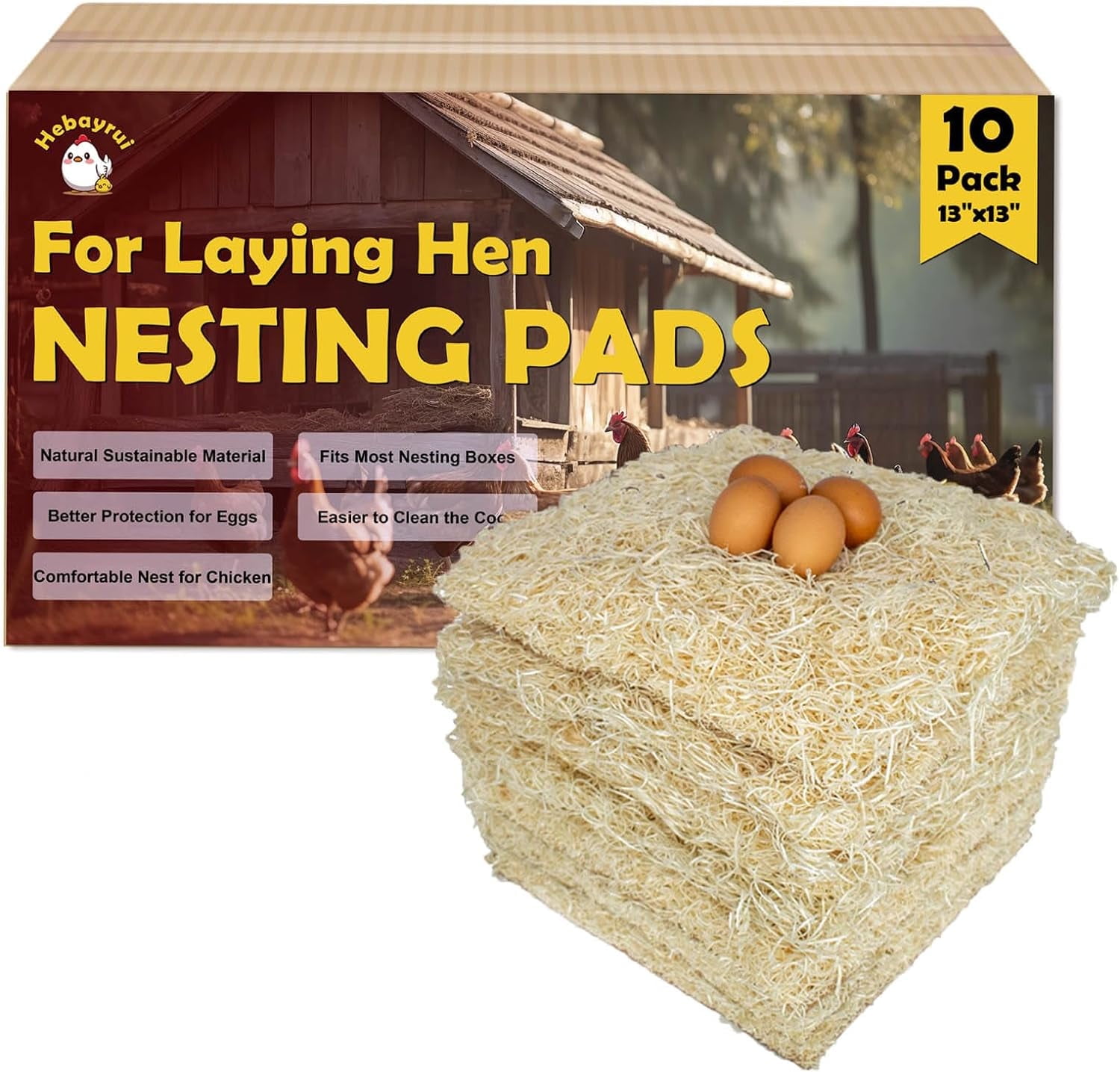 Advanllent Chicken Nesting Pads, Made with Premium Aspen Wood Excelsior ...