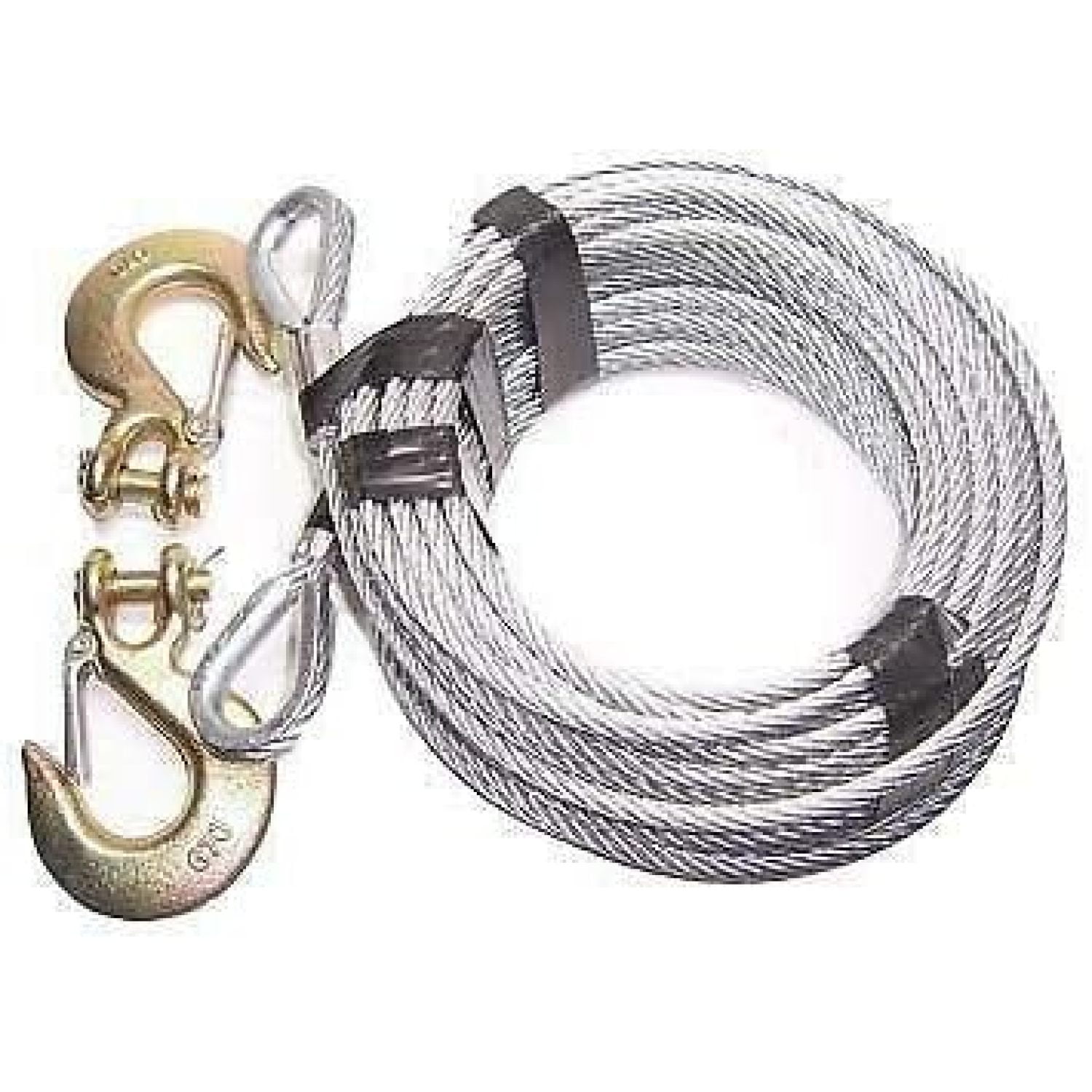 Advantage 1/4", 7x19, Galvanized Steel Tow Cable (50 ft with 5/16" G70 ...