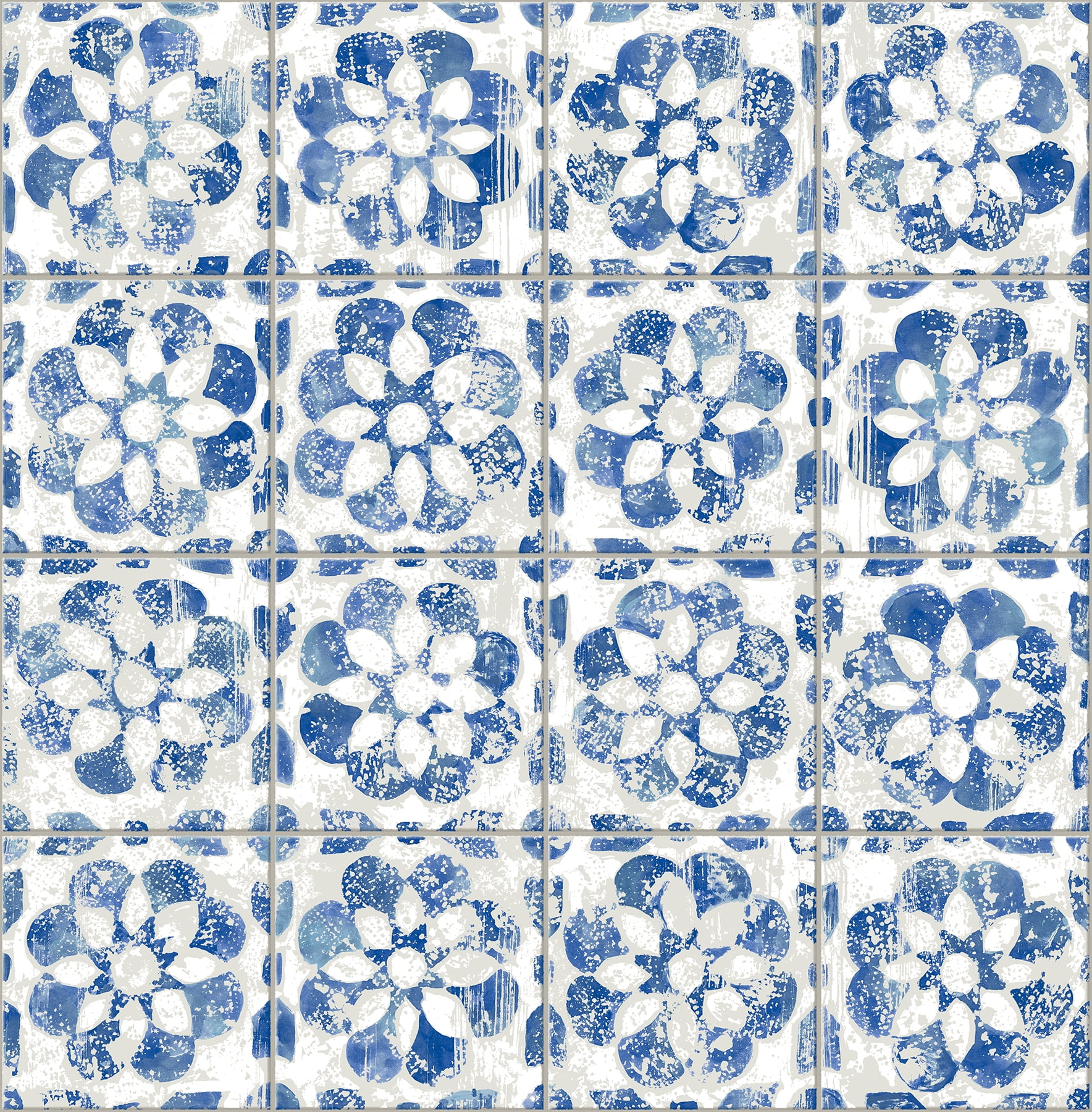 Advantage Izeda Blue Floral Tile Wallpaper - Walmart.com