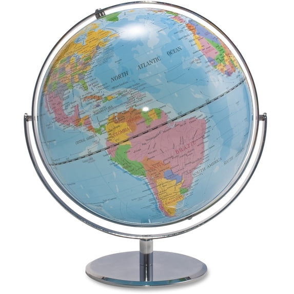 Advantus 12-Inch World Desk Globe, Blue Oceans, Silver-Toned Metal ...