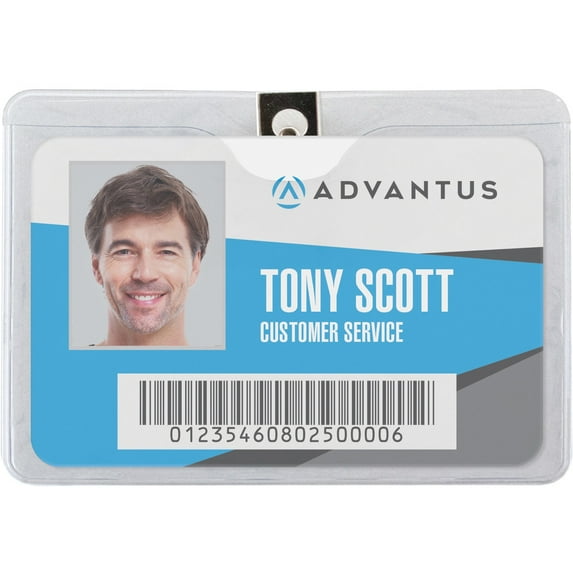 Advantus Office Name Card Clips, Horizontal ID Badge Holder with Clip ...