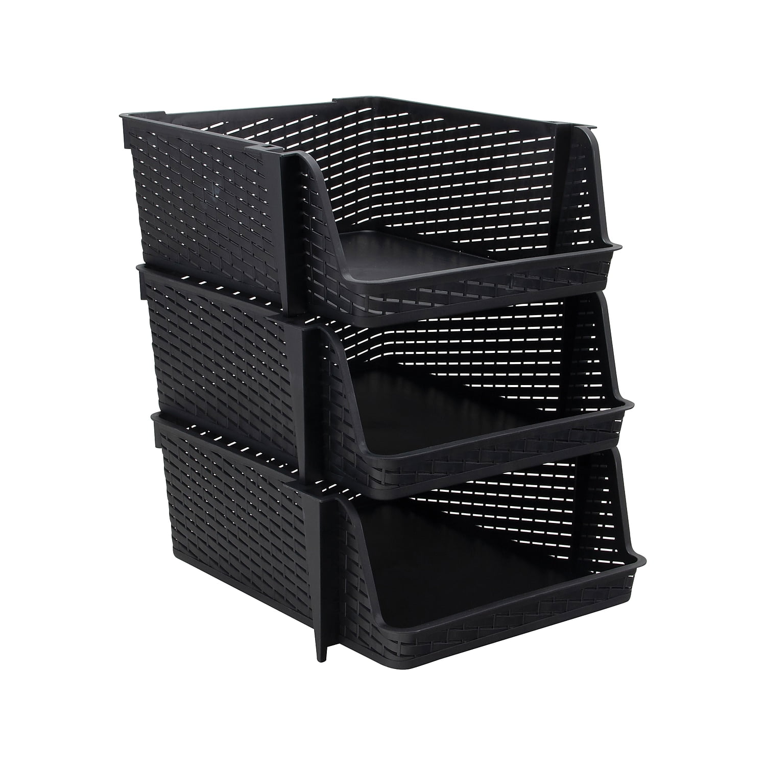 Advantus Stackable Plastic Office Organization Storage Bins, Black, 3 ...