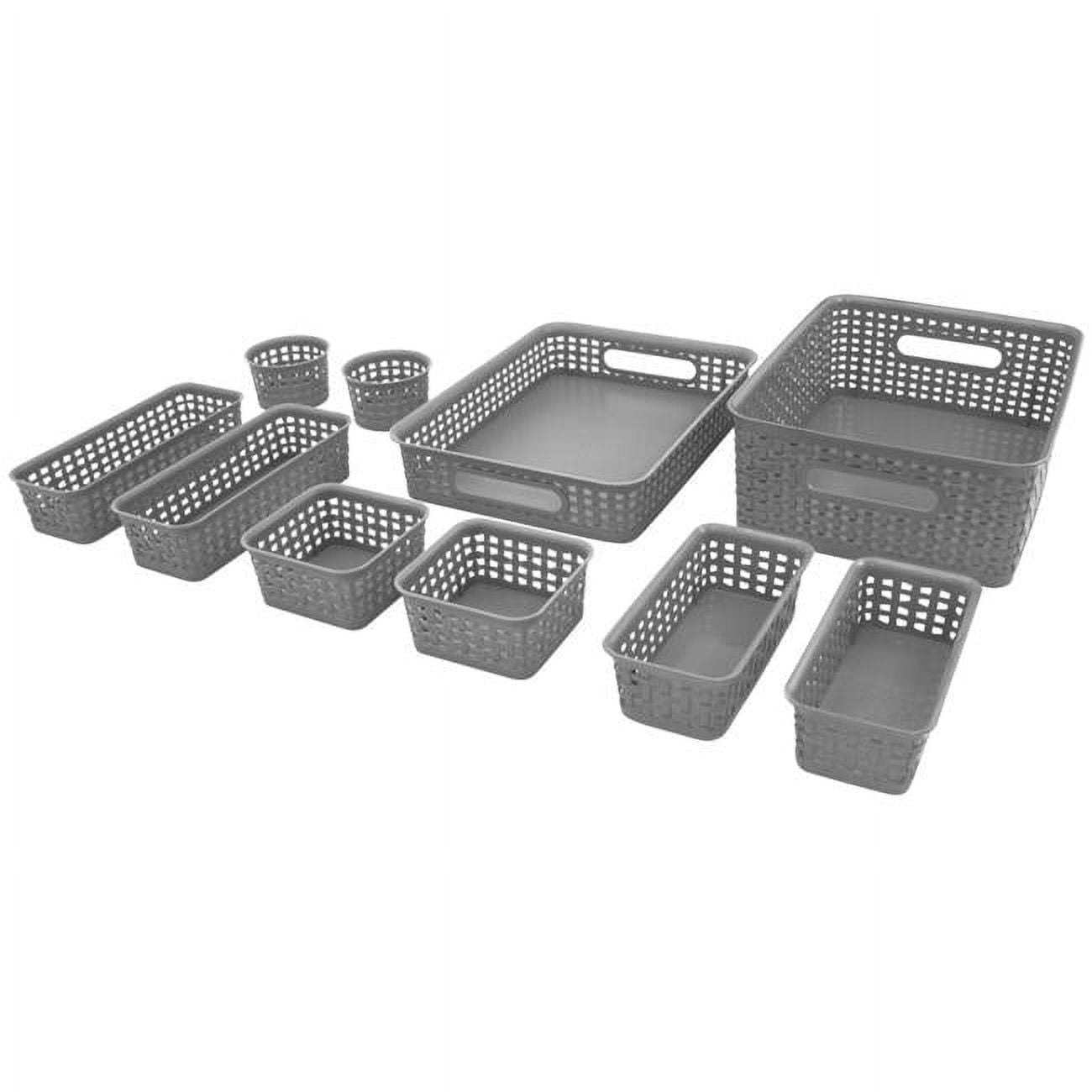 Advantus Weave Bins, Assorted Sizes, Cool Gray, Set of 10 - Walmart.com