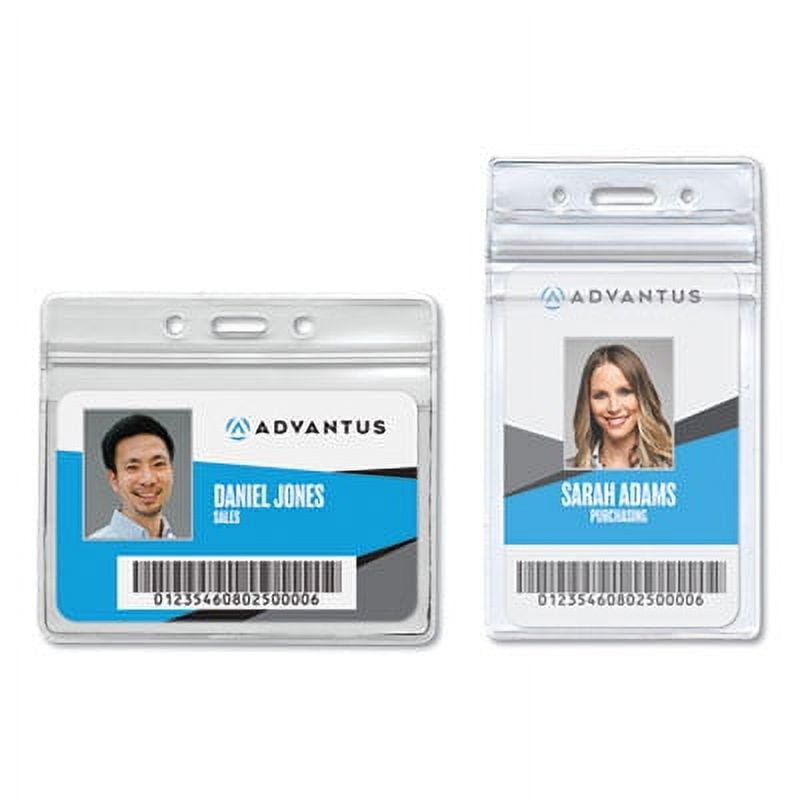 Advantus Resealable ID Badge Holders, Horizontal, Frosted 4.13" x 3.75 ...