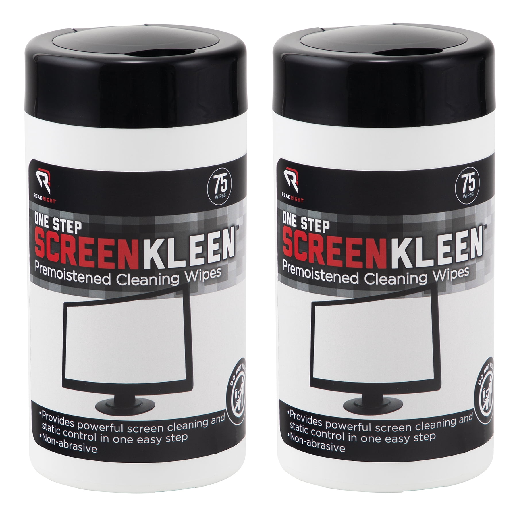 Read Right ScreenKleen One-Step Cleaning Wipes, 75 Per Tub, 2 Tubs ...