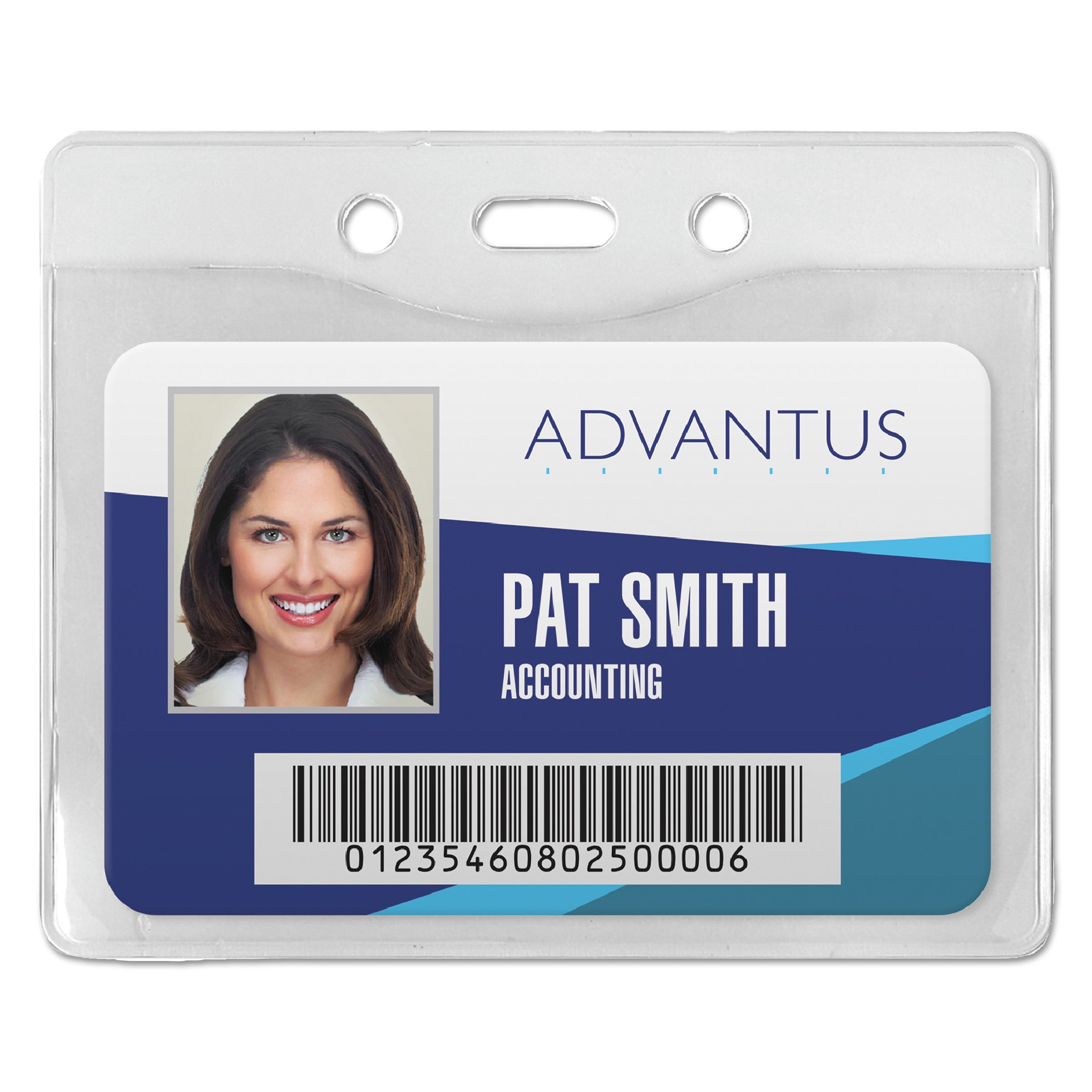 Advantus Security ID Badge Holder, Horizontal, 3 3/8w x 4 1/4h, Clear ...