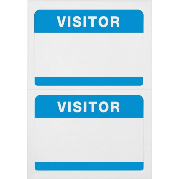 Advantus Self-Adhesive Visitor Badges, Rectangle, 2-1/4" x 3-1/2 ...